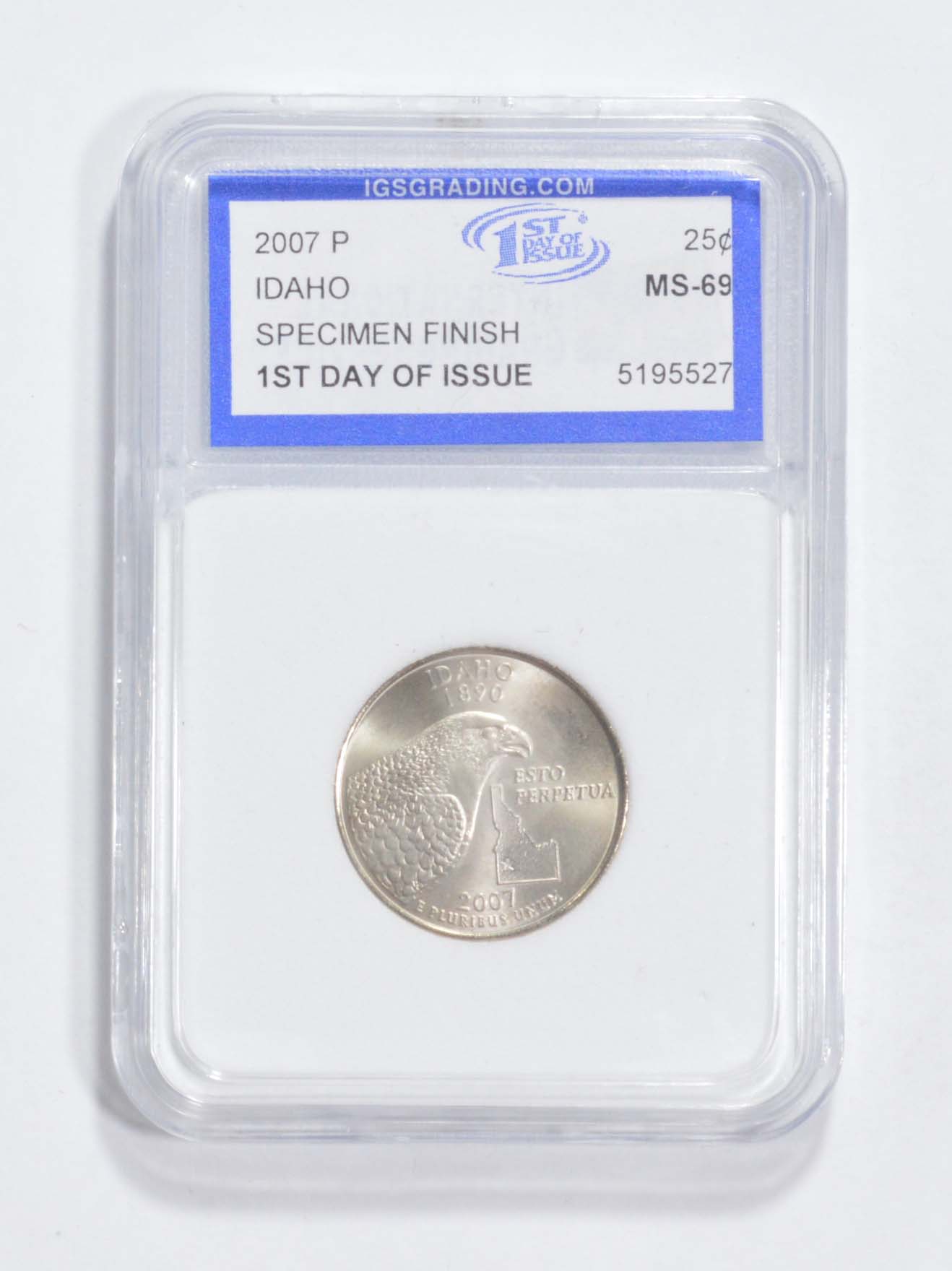 MS69 2007-P Idaho State Quarter Specimen Finish First Day Issue Graded ...