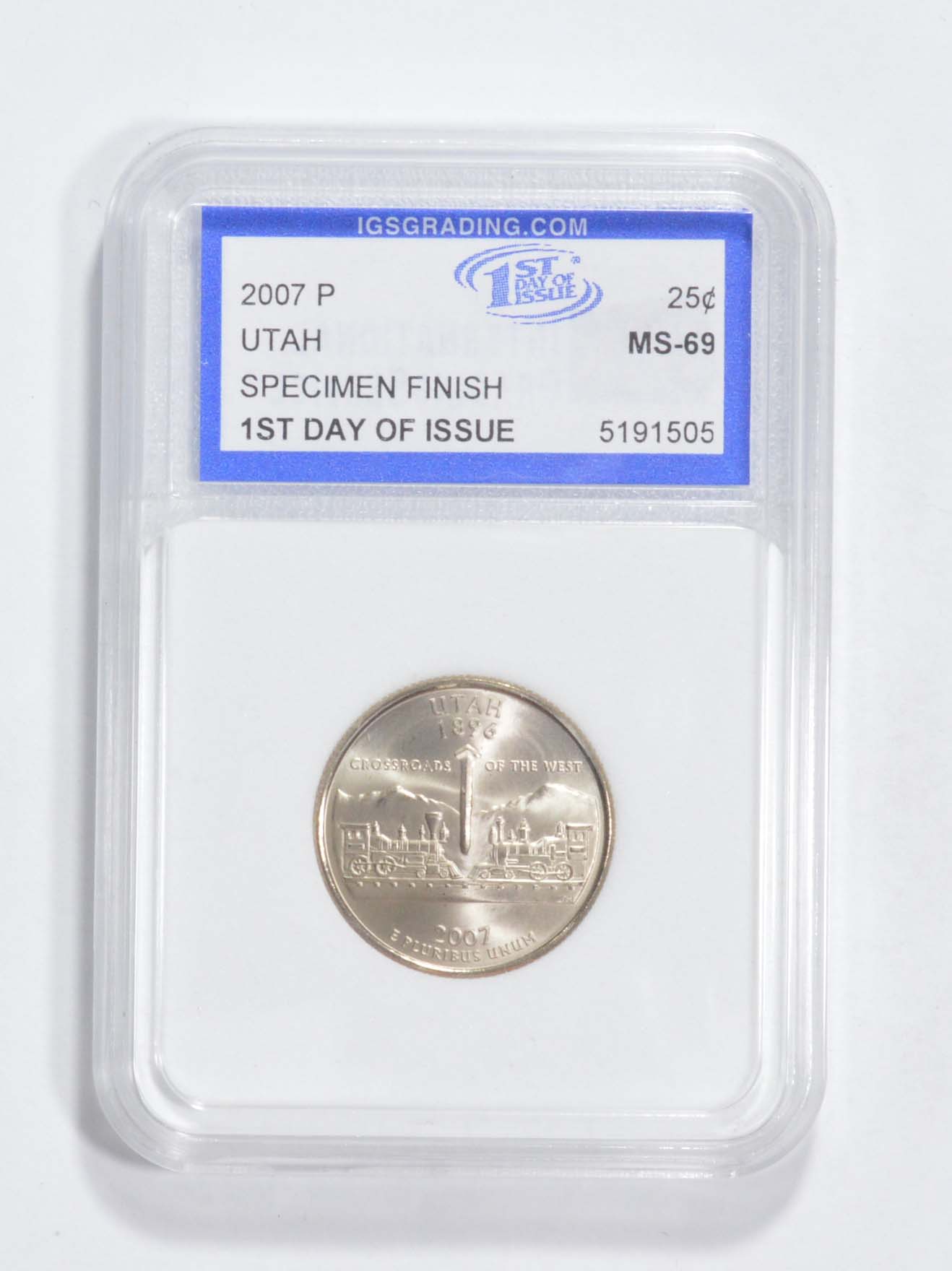 MS69 2007-P Utah State Quarter - Specimen Finish - First Day Issue ...