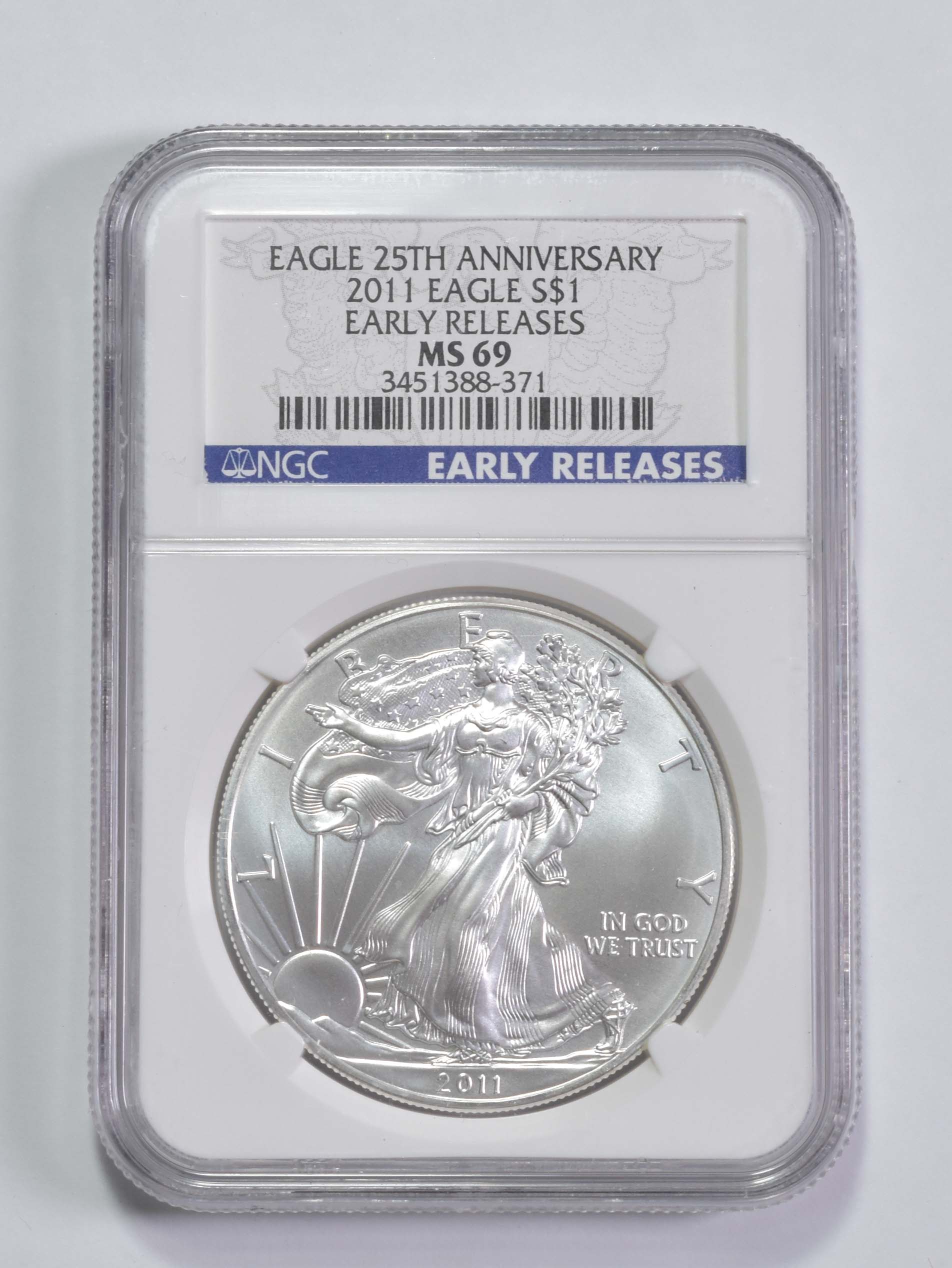 MS69 2011 American Silver Eagle - Early Releases - 25th Anniversary - Graded NGC | Property Room