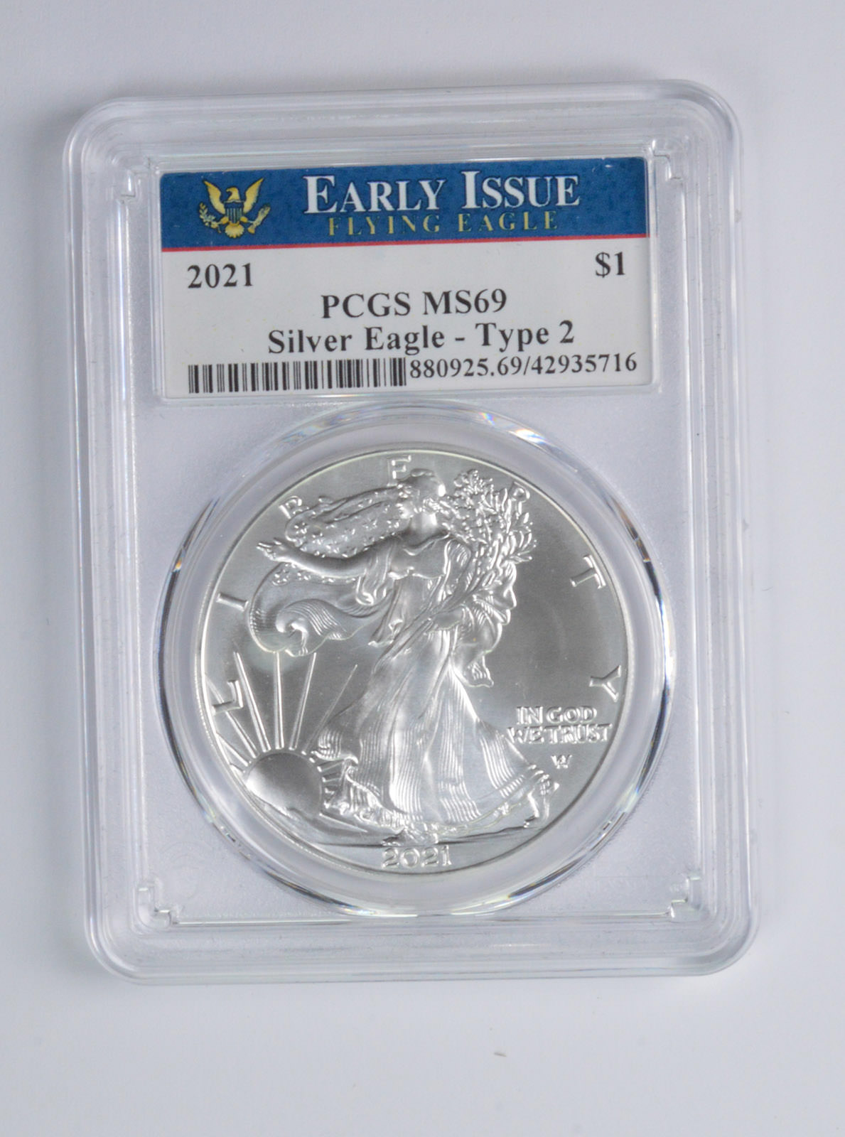 MS69 2021 American Silver Eagle - T2 - Graded PCGS | Property Room