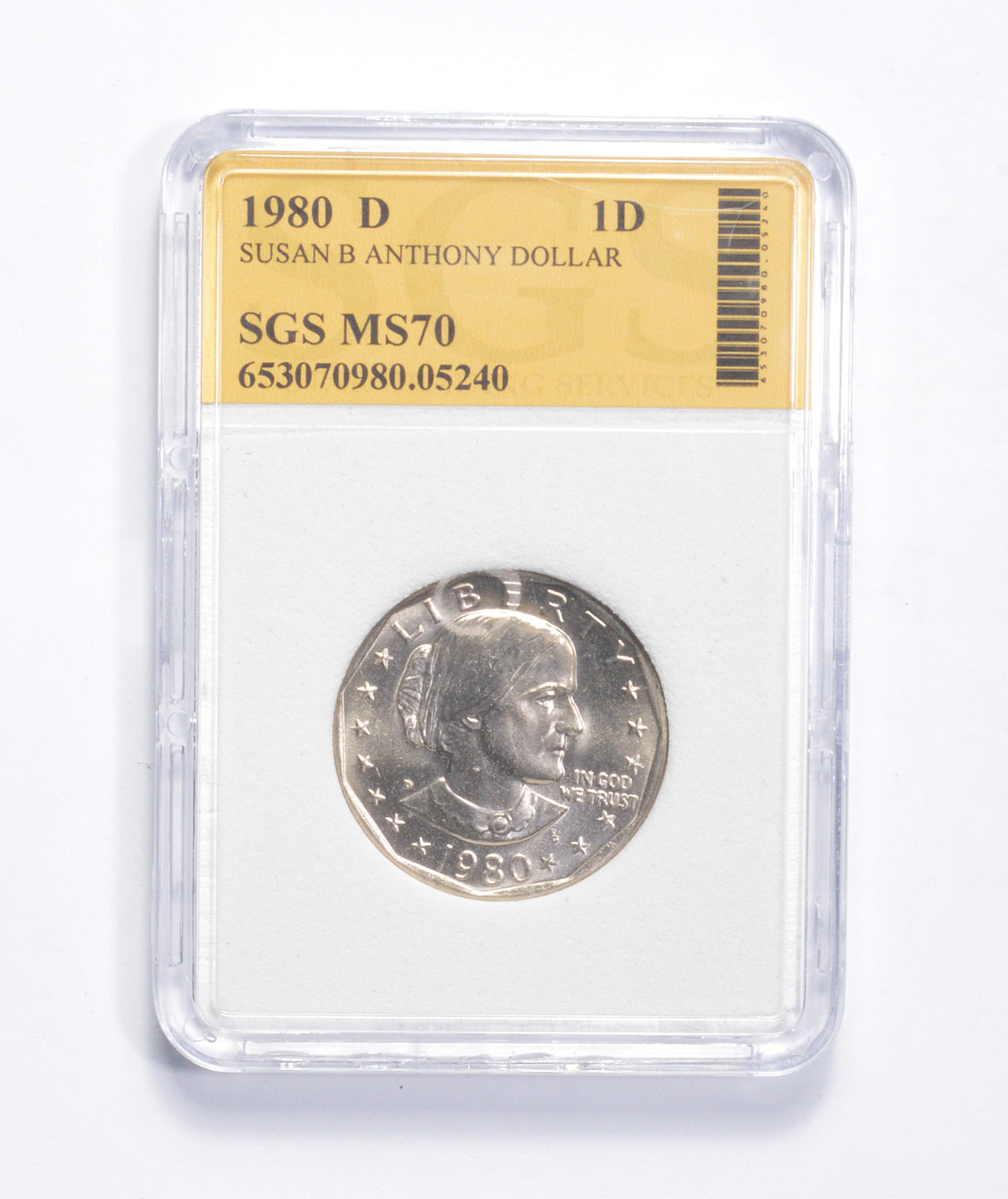 MS70 1980-D Susan B. Anthony Dollar - Graded SGS | Property Room