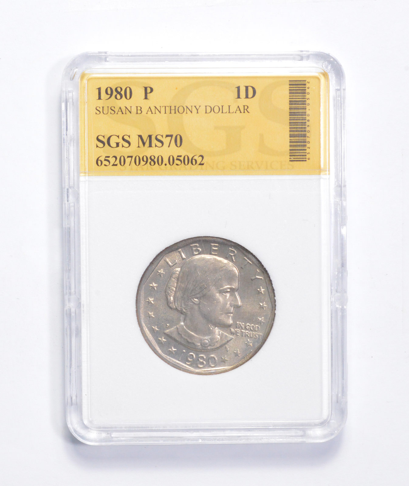 MS70 1980-P Susan B. Anthony Dollar - Graded SGS | Property Room