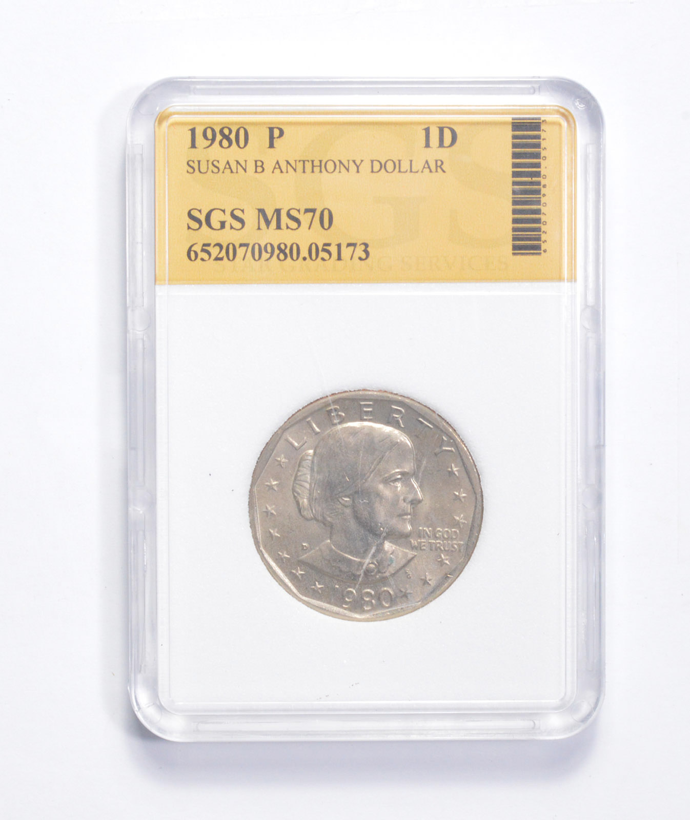 MS70 1980-P Susan B. Anthony Dollar - Graded SGS | Property Room