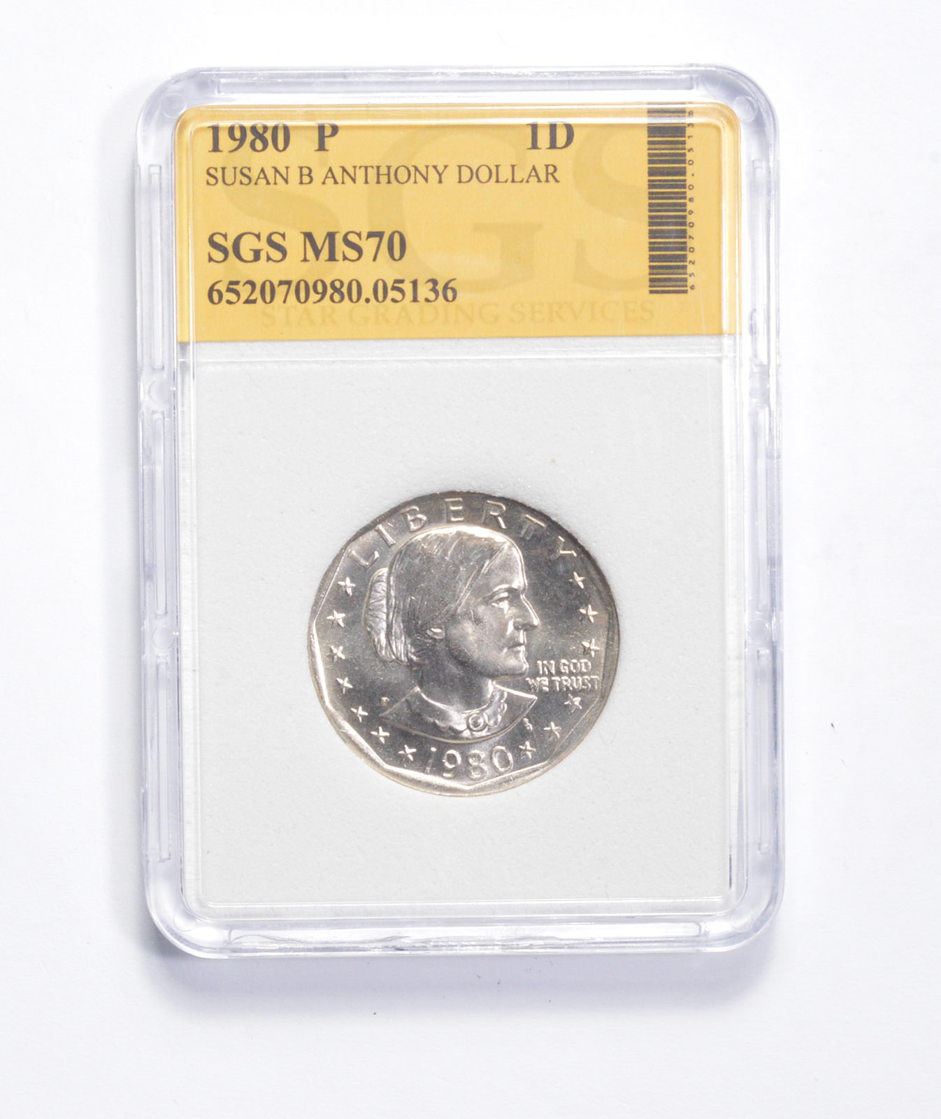 MS70 1980-P Susan B. Anthony Dollar - Graded SGS | Property Room