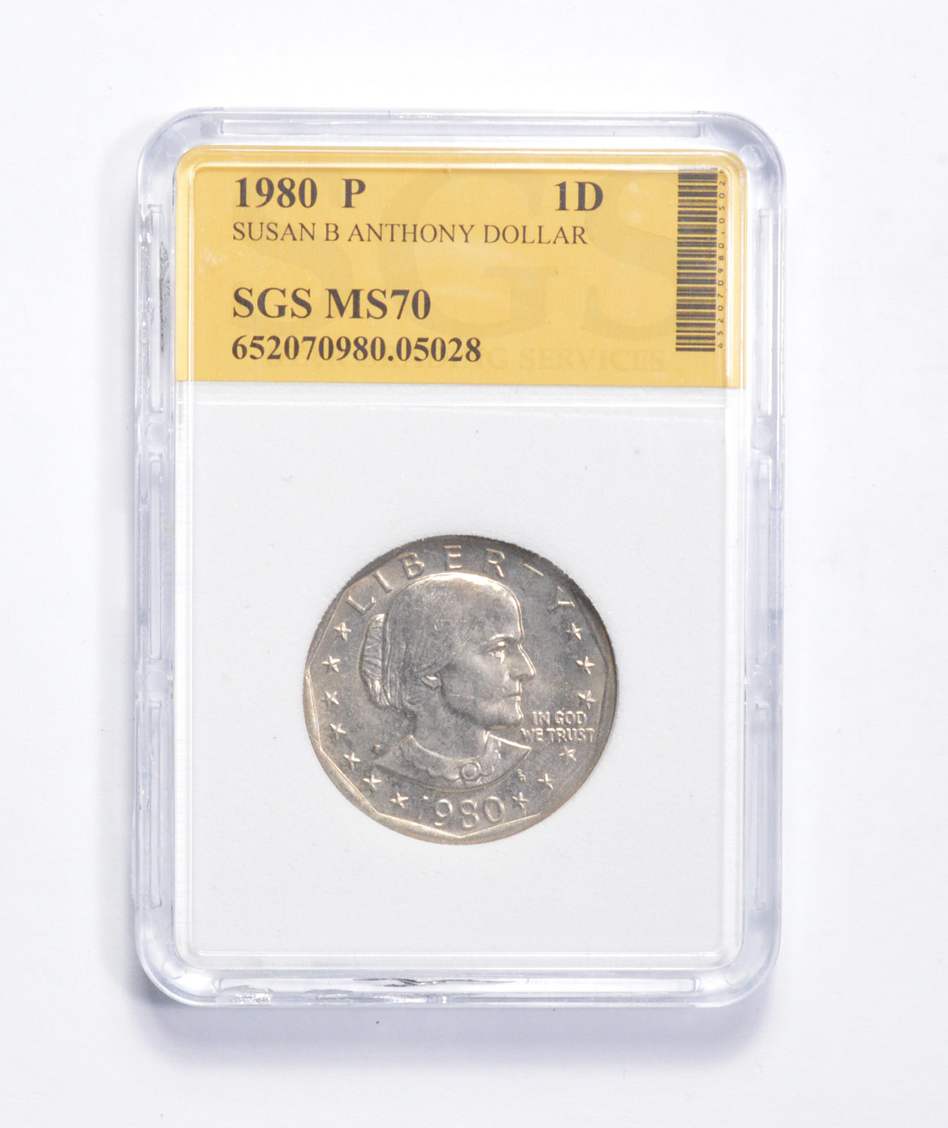 MS70 1980-P Susan B. Anthony Dollar - Graded SGS | Property Room