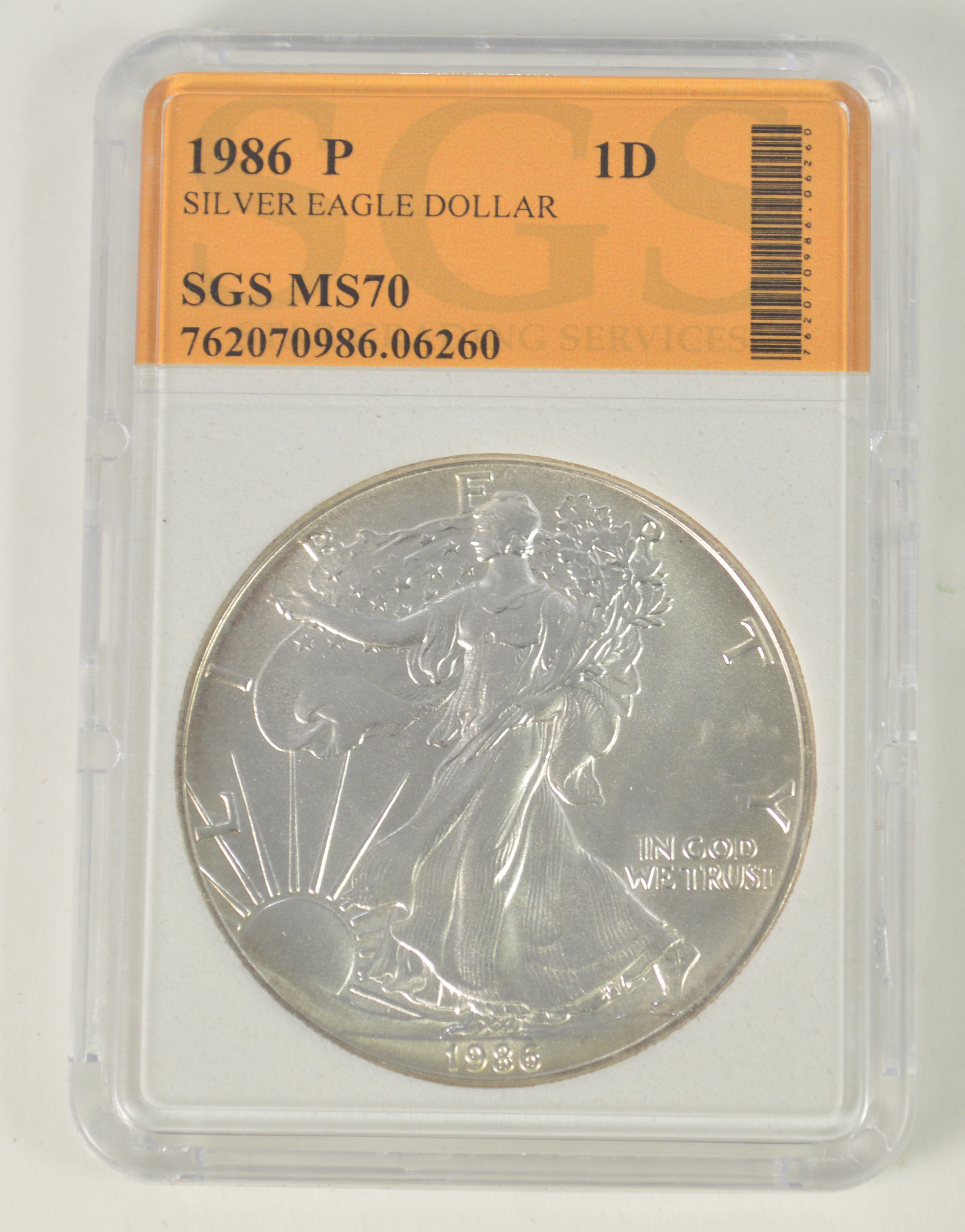 MS-70 1986-P American Silver Eagle - Graded SGS | Property Room