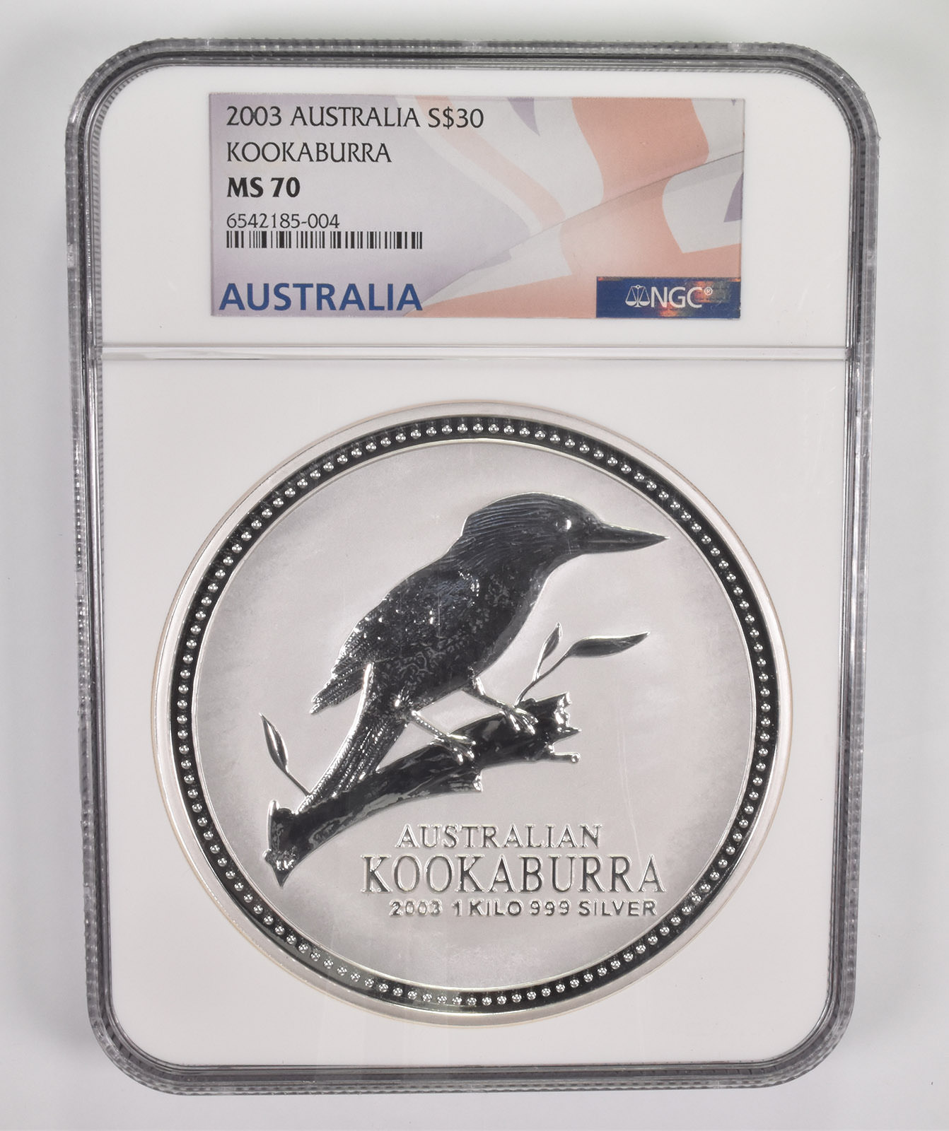 MS70 2003 Australia 30 Dollars - 1 Kilo .999 Fine Silver Kookaburra ...