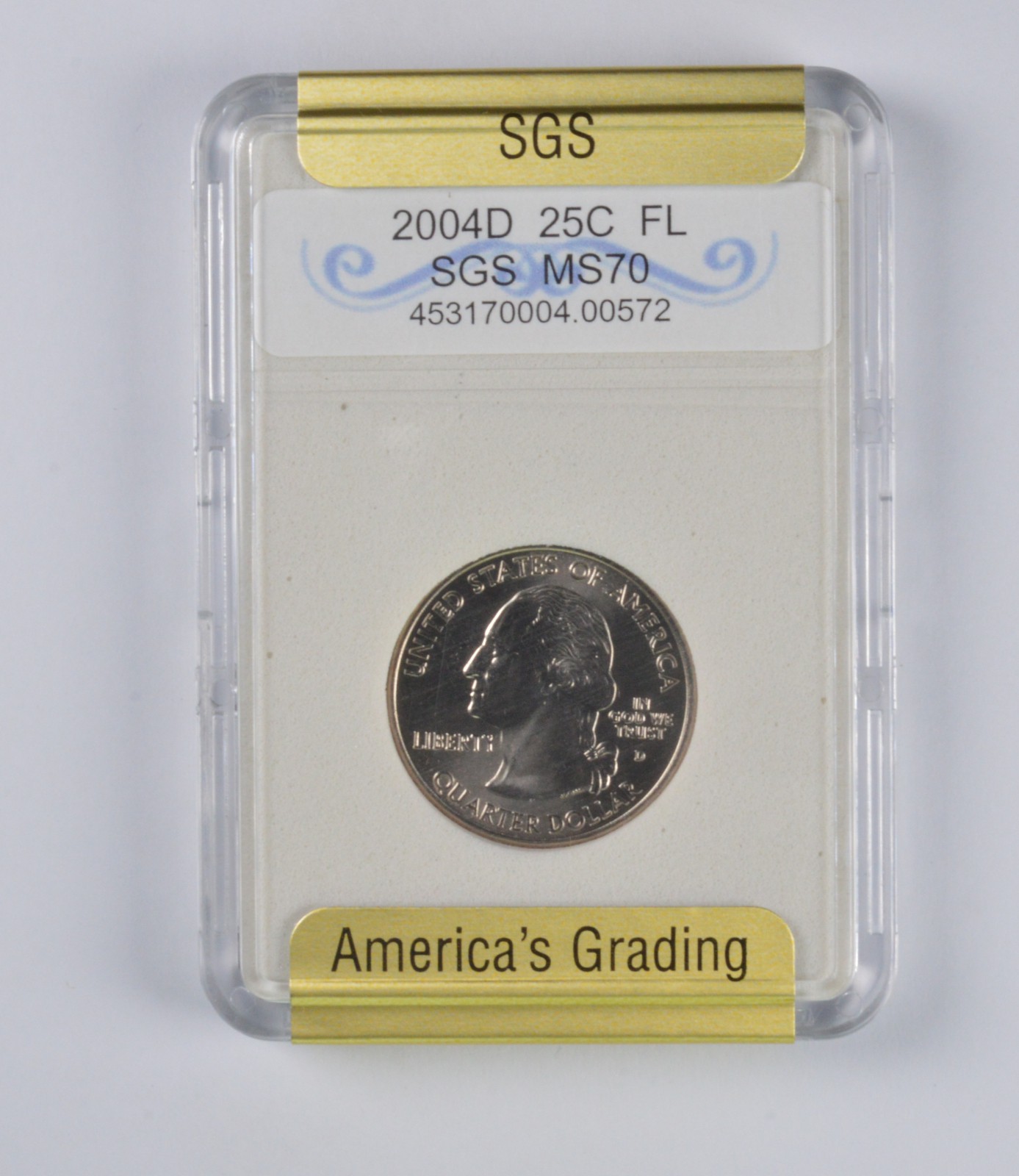 MS70 2004-D Florida State Quarter - Slabbed | Property Room