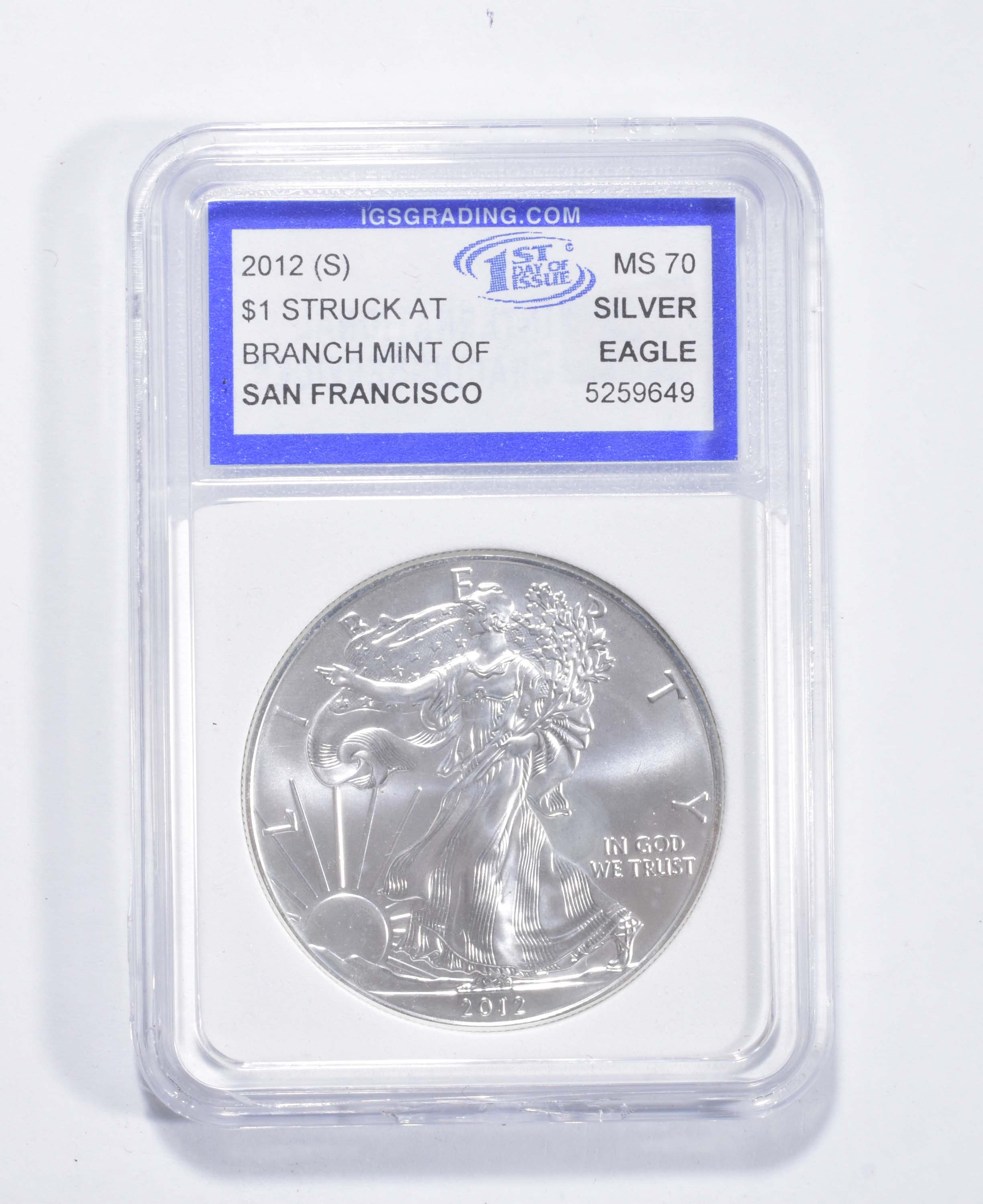 MS70 2012-(S) American Silver Eagle - FDI - Graded IGS | Property Room