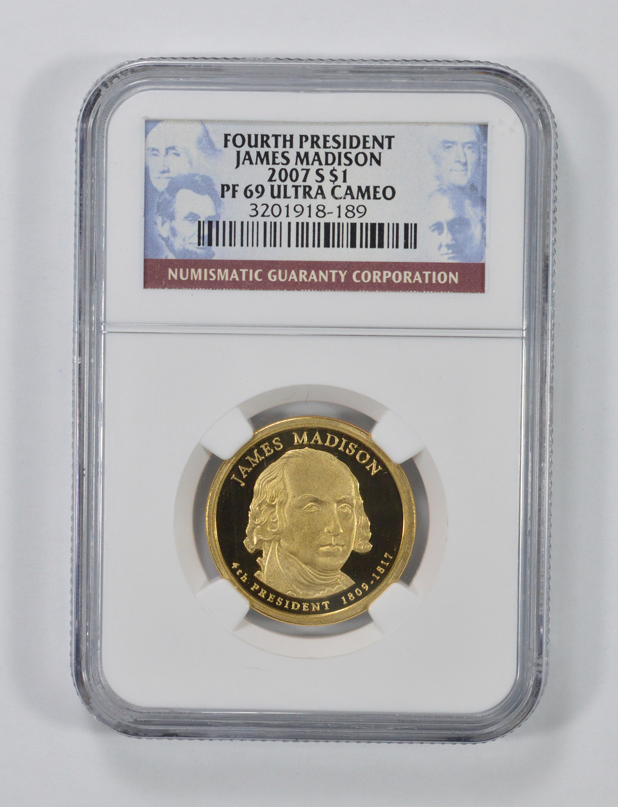 NGC Graded Fourth President James Madison 2007 $1 PF69 Ultra Cameo ...