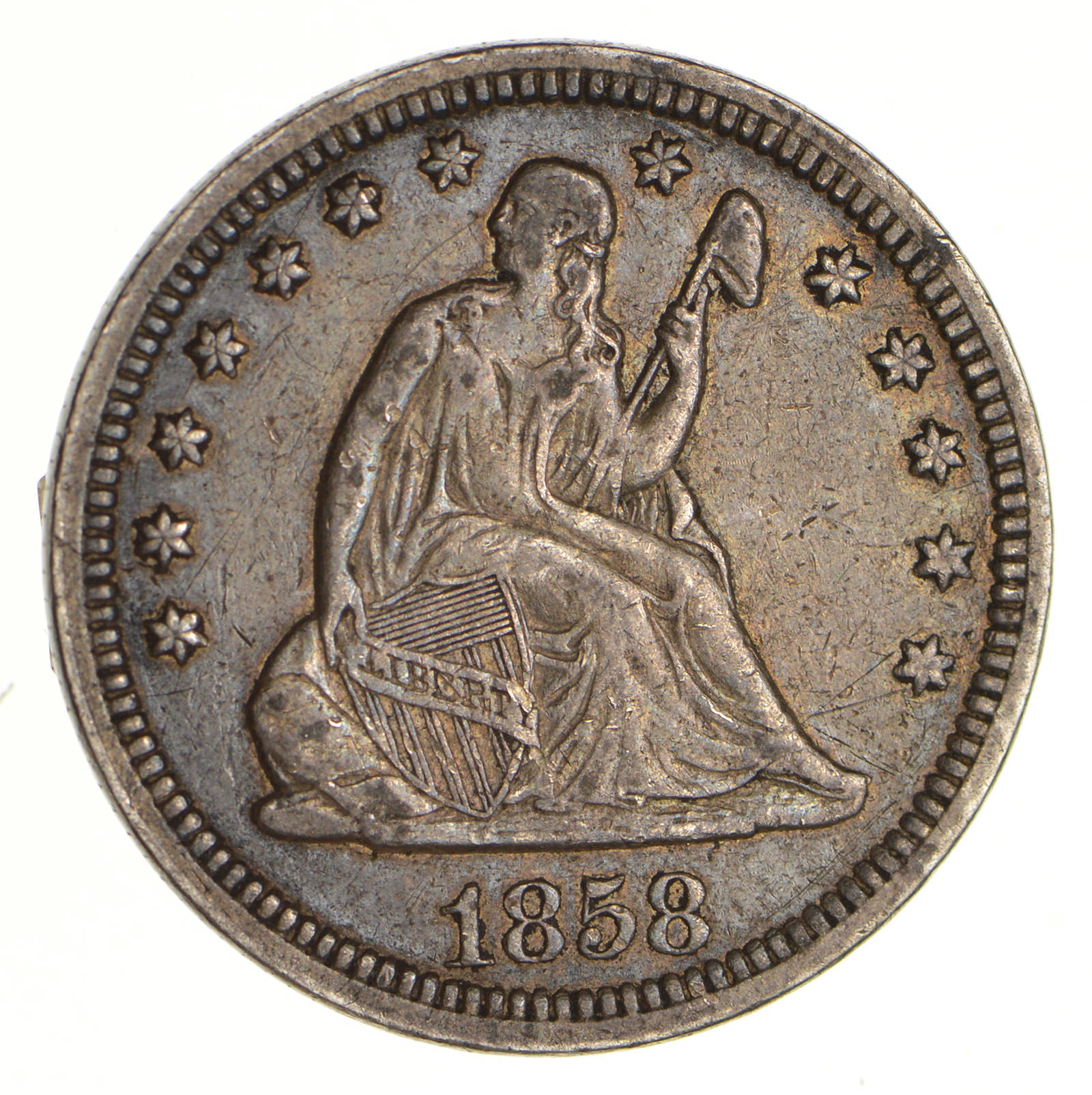 No Reserve - 1858 Seated Liberty Quarter - Sharp | Property Room