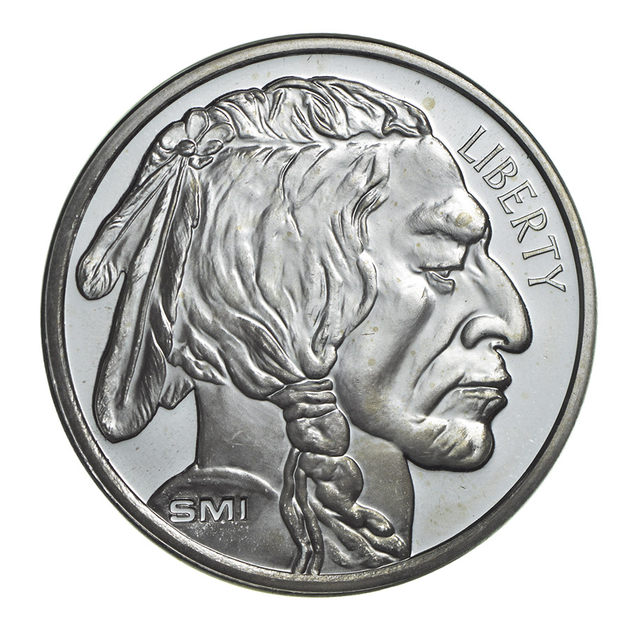 One Troy Oz. .999 Sunshine Minting Pure Silver Round - Buffalo Nickel ...