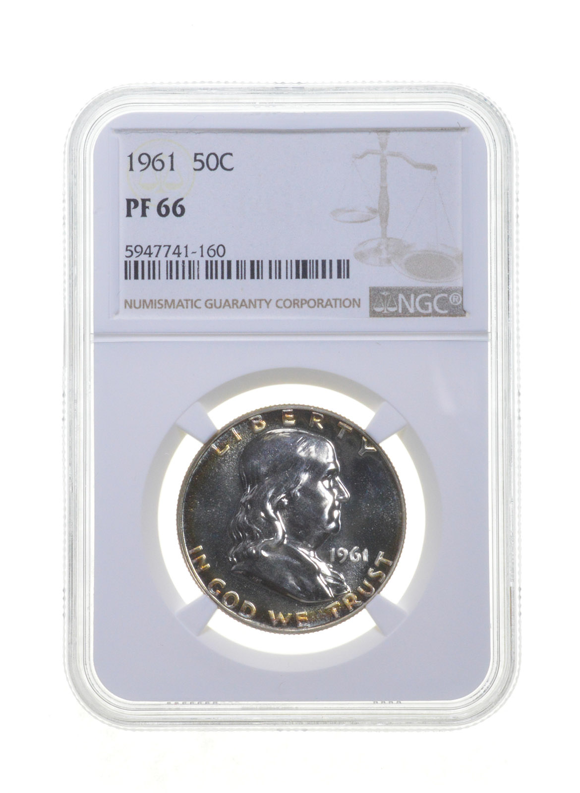 PF66 1961 Franklin Half Dollar - Graded NGC Toned | Property Room