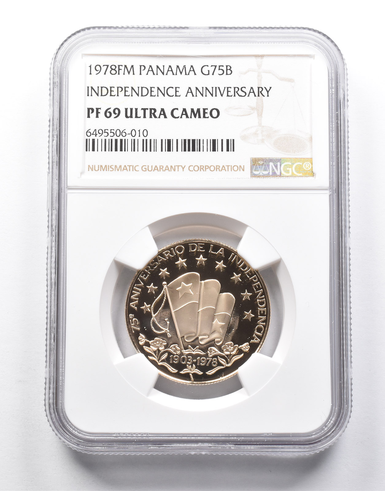 PF69 UCAM 1978 FM Panama 75 Balboa Gold Independence Anniversary NGC | Property Room