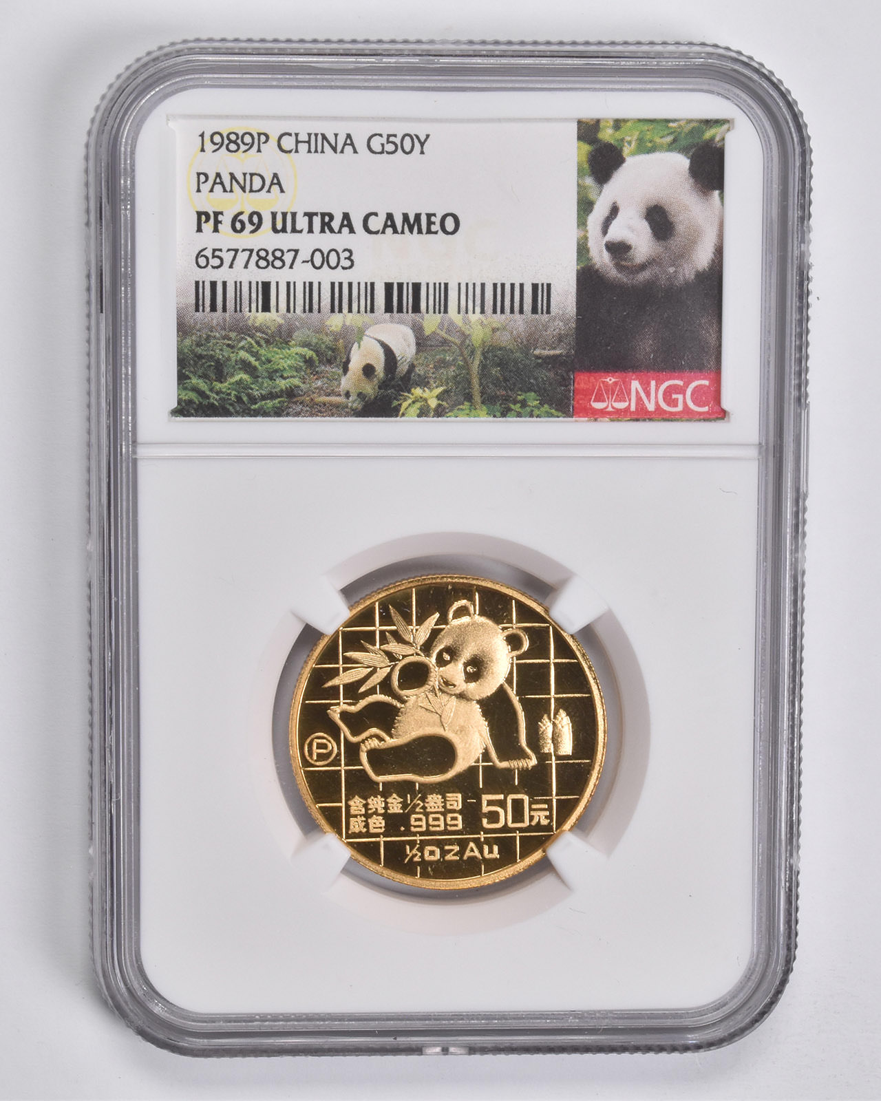 PF69 UCAM 1989-P China 50 Yuan 1/2 Oz. .999 Fine Gold Panda NGC ...