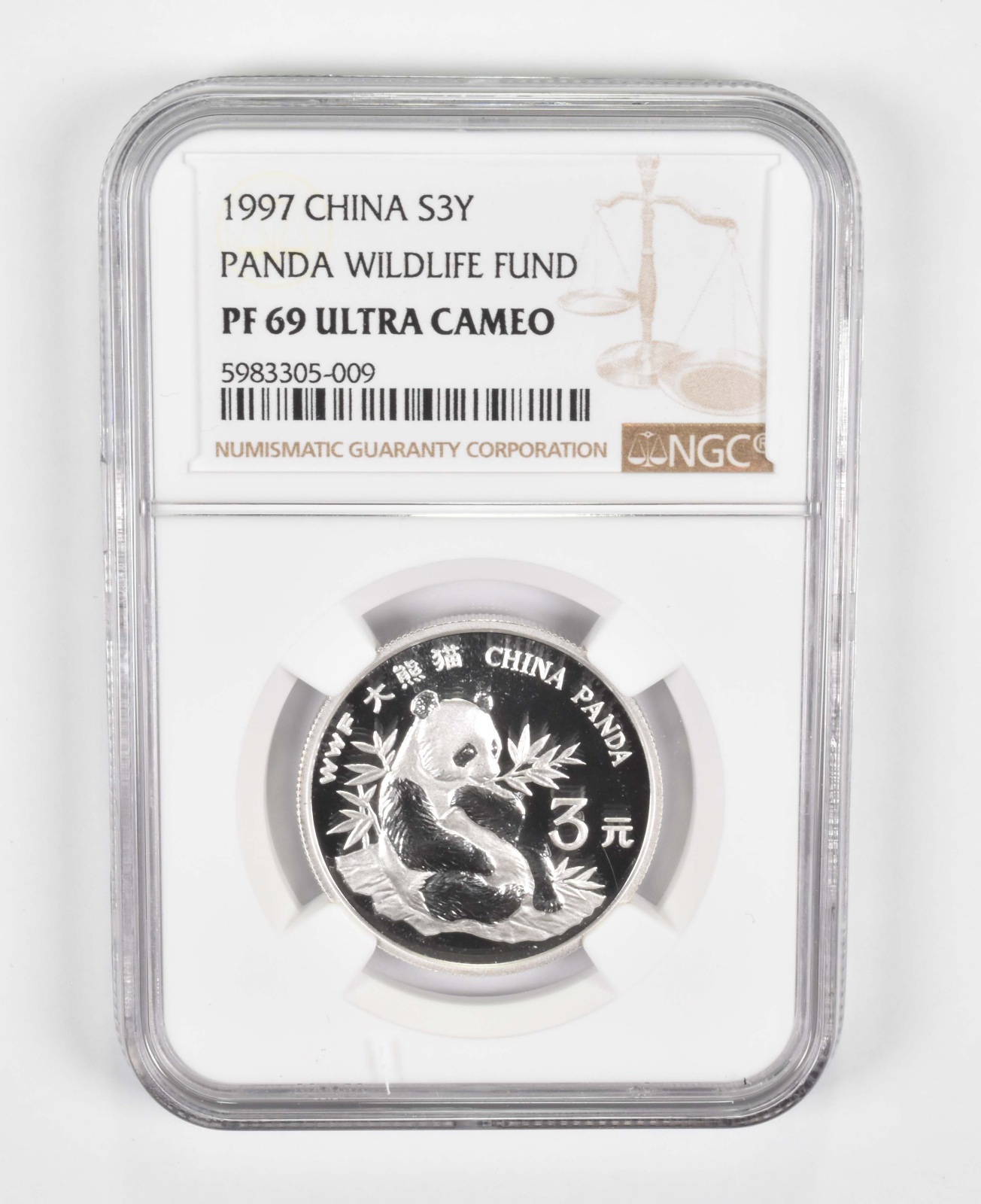 PF69 UCAM 1997 China 3 Yuan Silver Coin - Panda Wildlife Fund - Graded ...