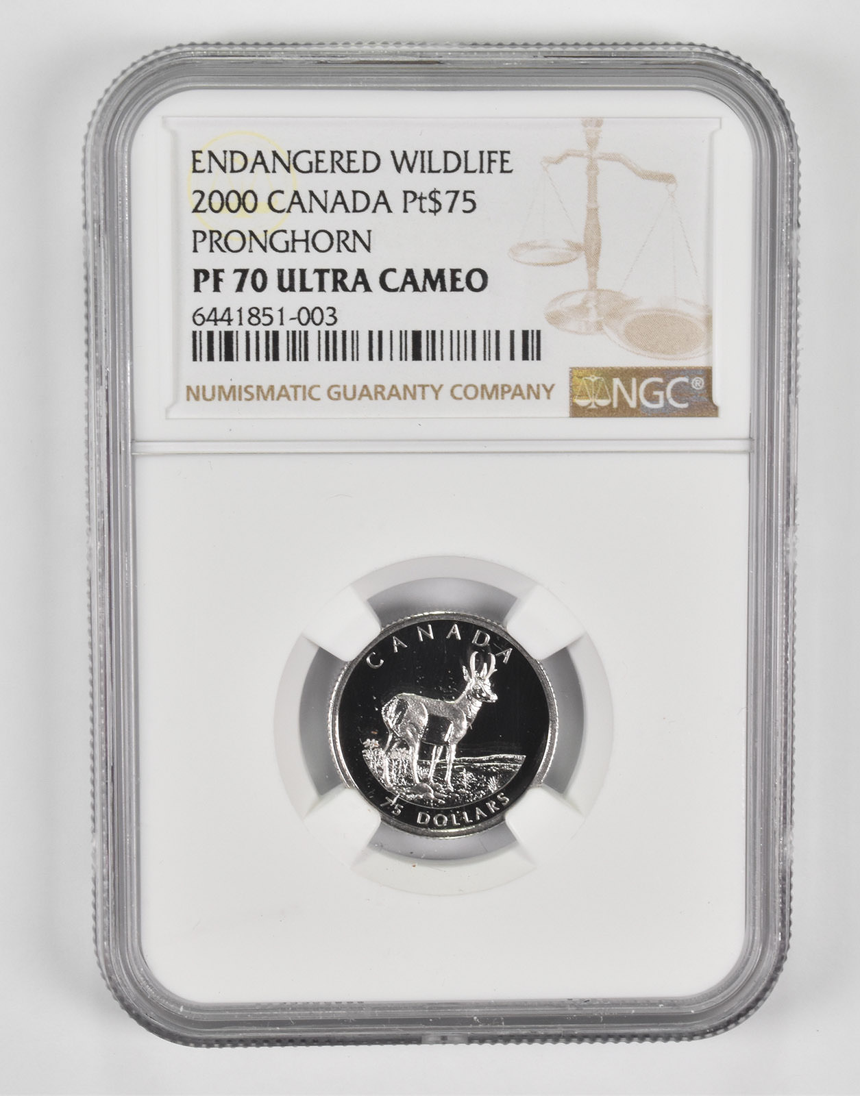 PF70 UCAM 2000 Canada $75 Platinum - Pronghorn - Endangered Wildlife ...