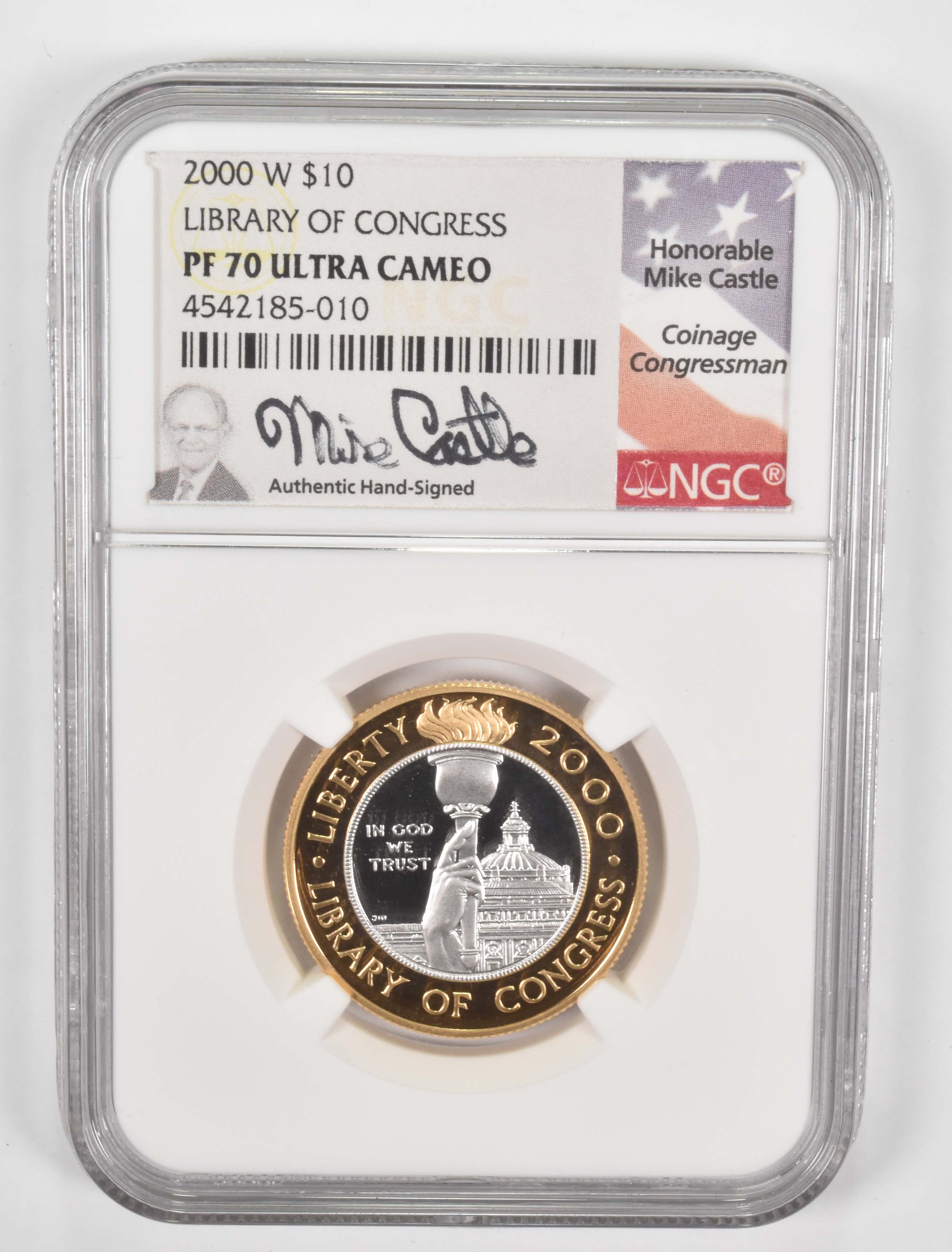 PF70 UCAM 2000-W $10 Library Of Congress Commemorative Bimetallic Coin ...