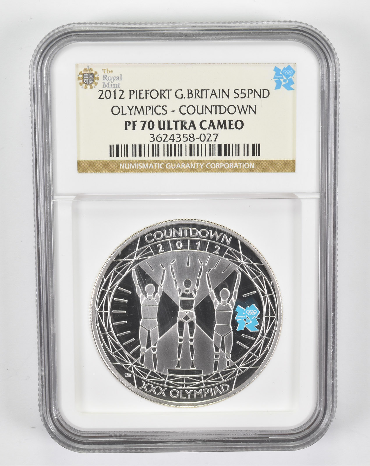 PF70 UCAM 2012 Great Britain 5 Pounds Silver Olympics Countdown Piefort ...