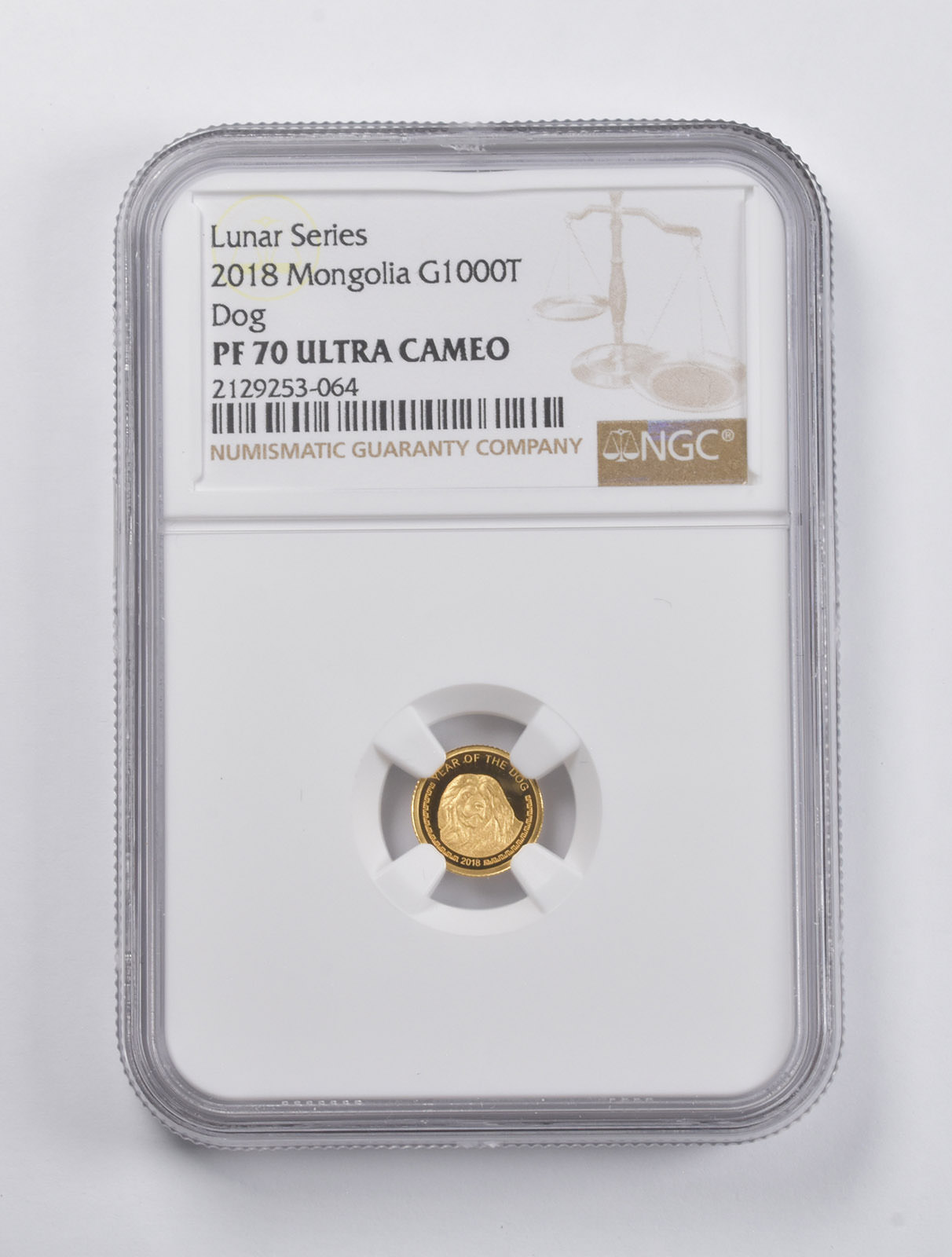 PF70 UCAM 2018 Mongolia 1000 Tugrik Lunar Series Dog 0.5 Grams .999 ...