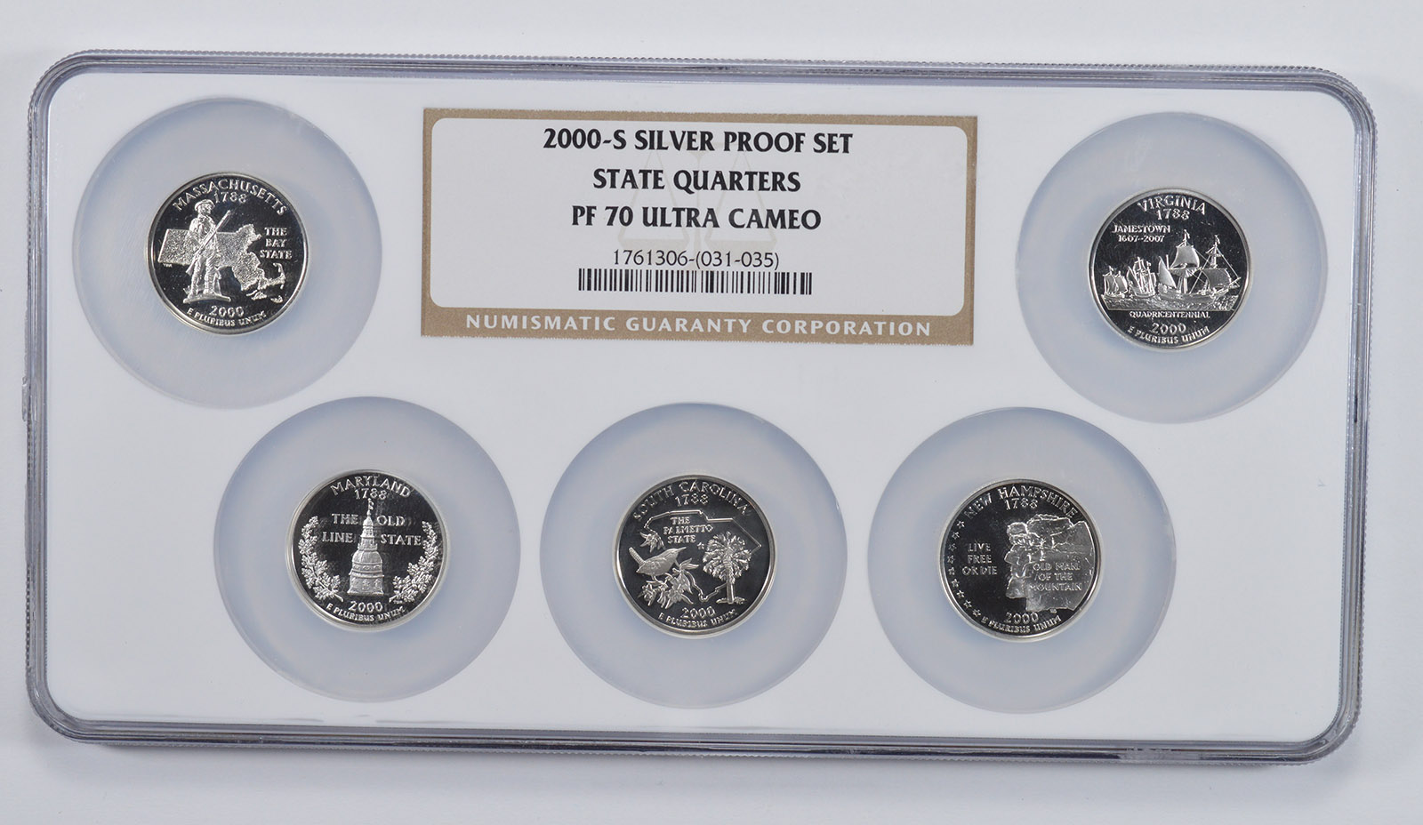 PF70UCAM 5 Coins 2000-S State Quarters Silver Proof Set - NGC Graded ...
