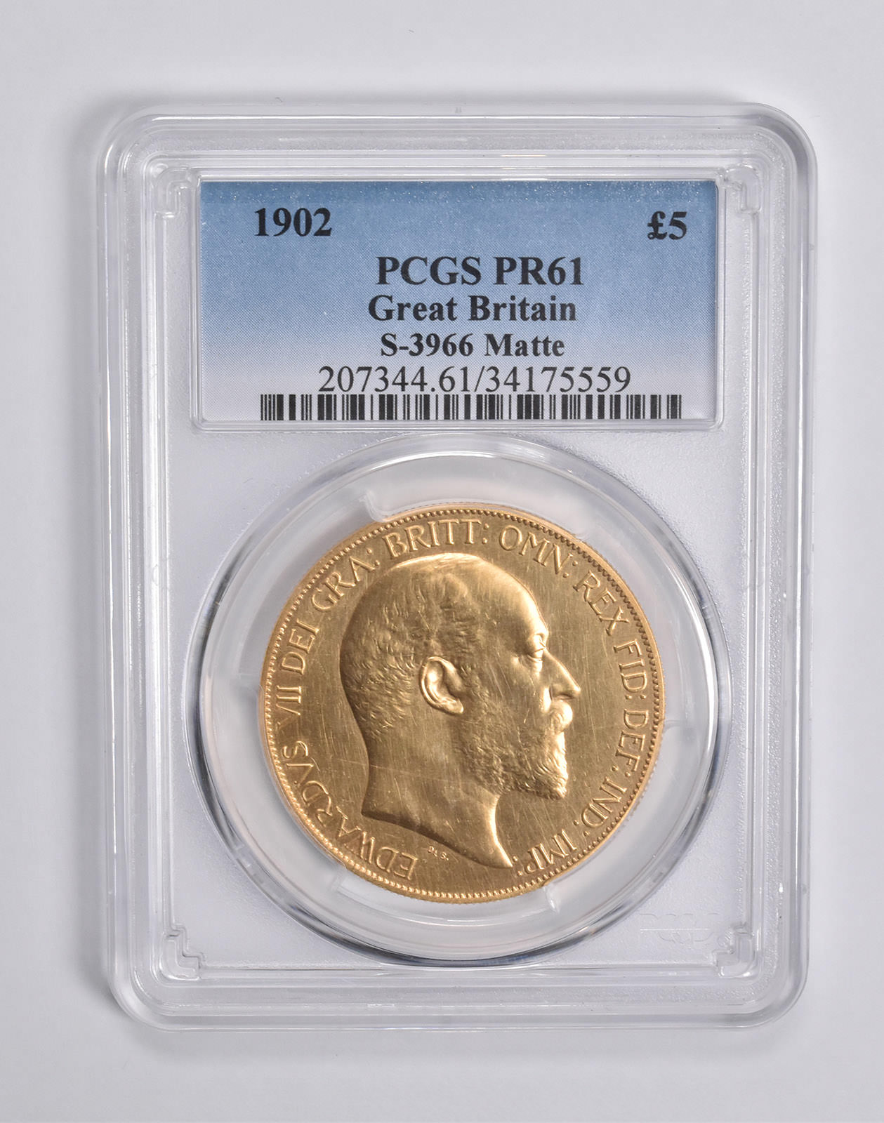 PR61 1902 Great Britain 5 Gold Pounds S-3966 Matte PCGS | Property Room