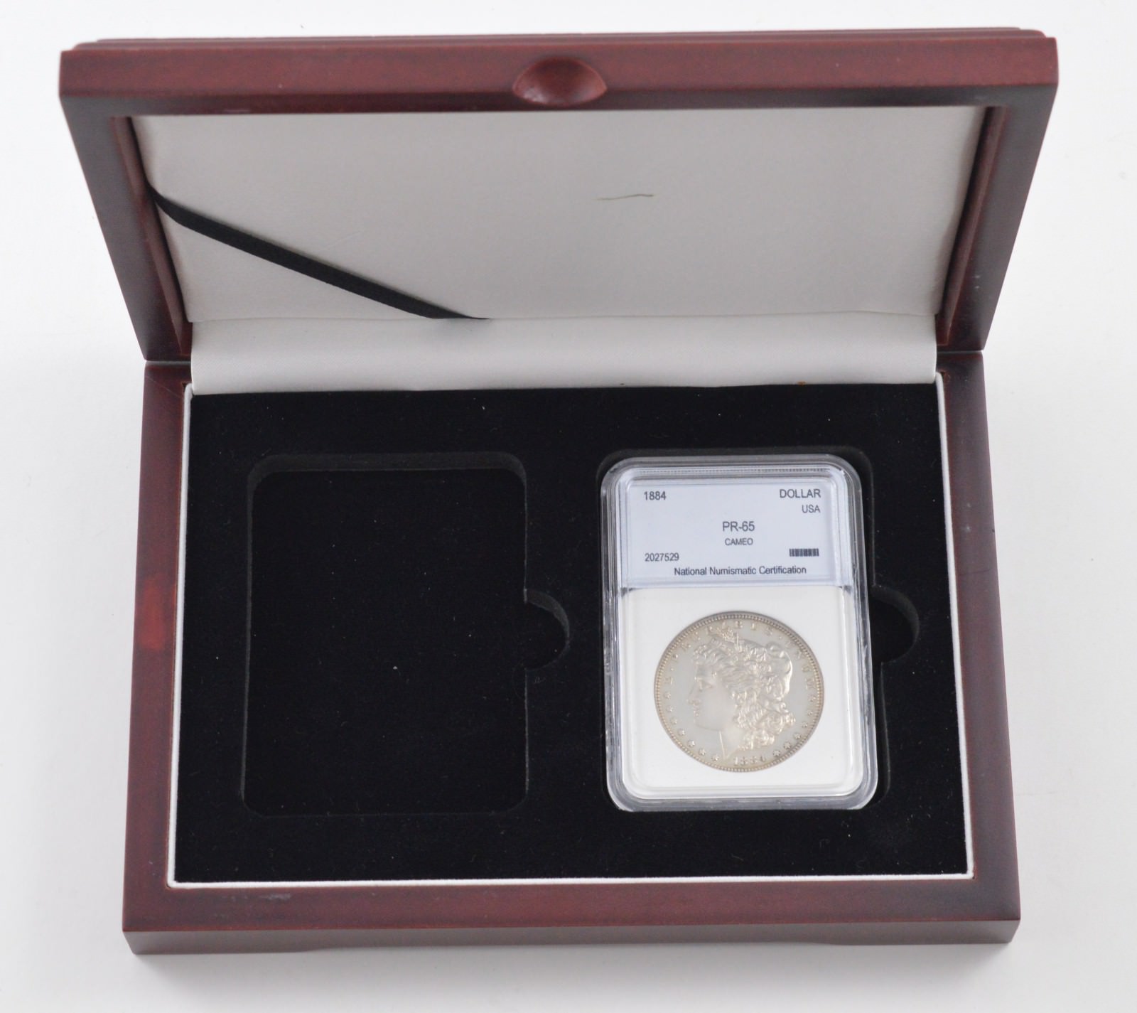 PR65 CAM 1884 Morgan Silver Dollar NNC Box | Property Room