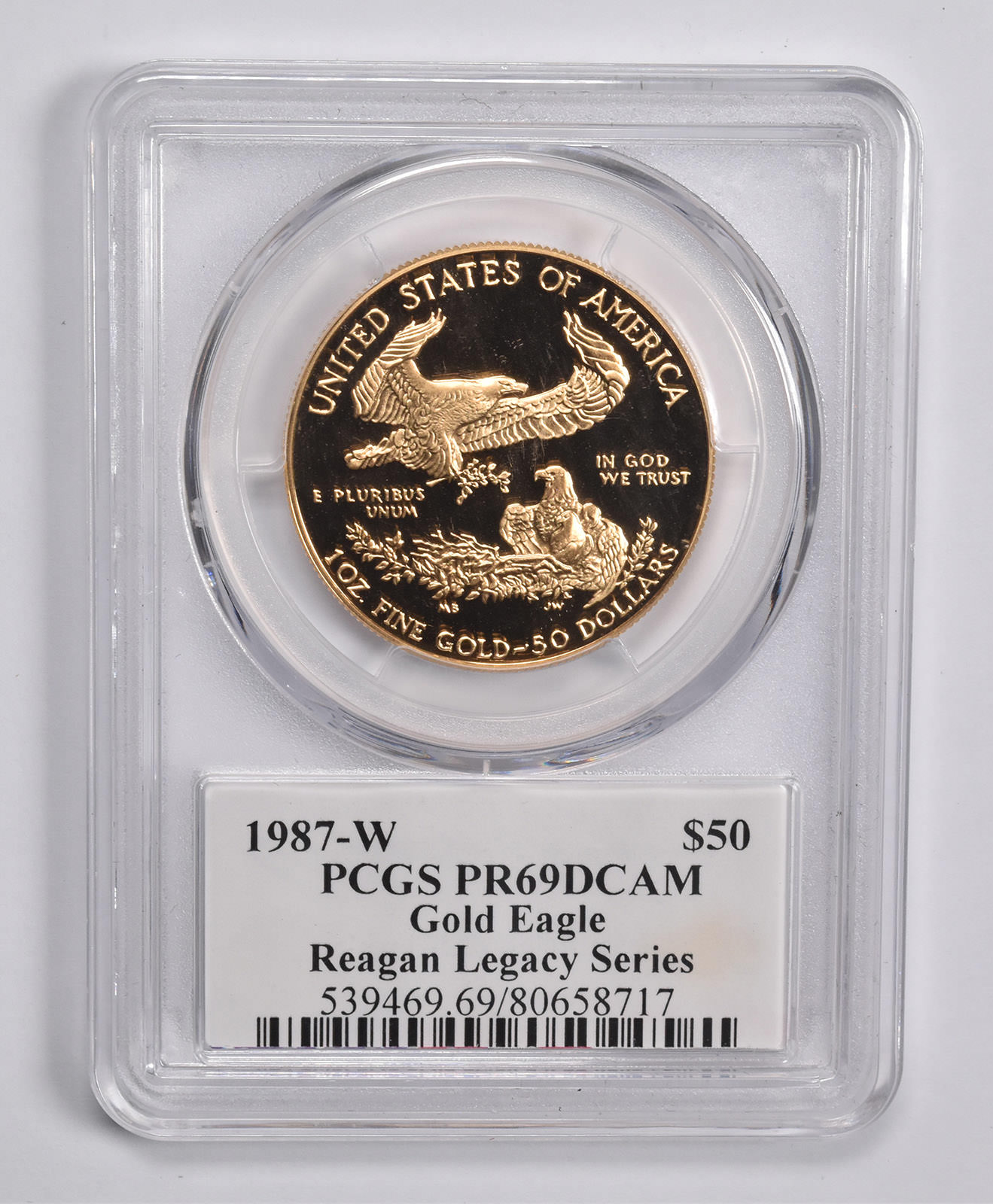 PR69 DCAM 1987-W $50 American Gold Eagle 1 Oz Gold Signed Reagan Legacy ...