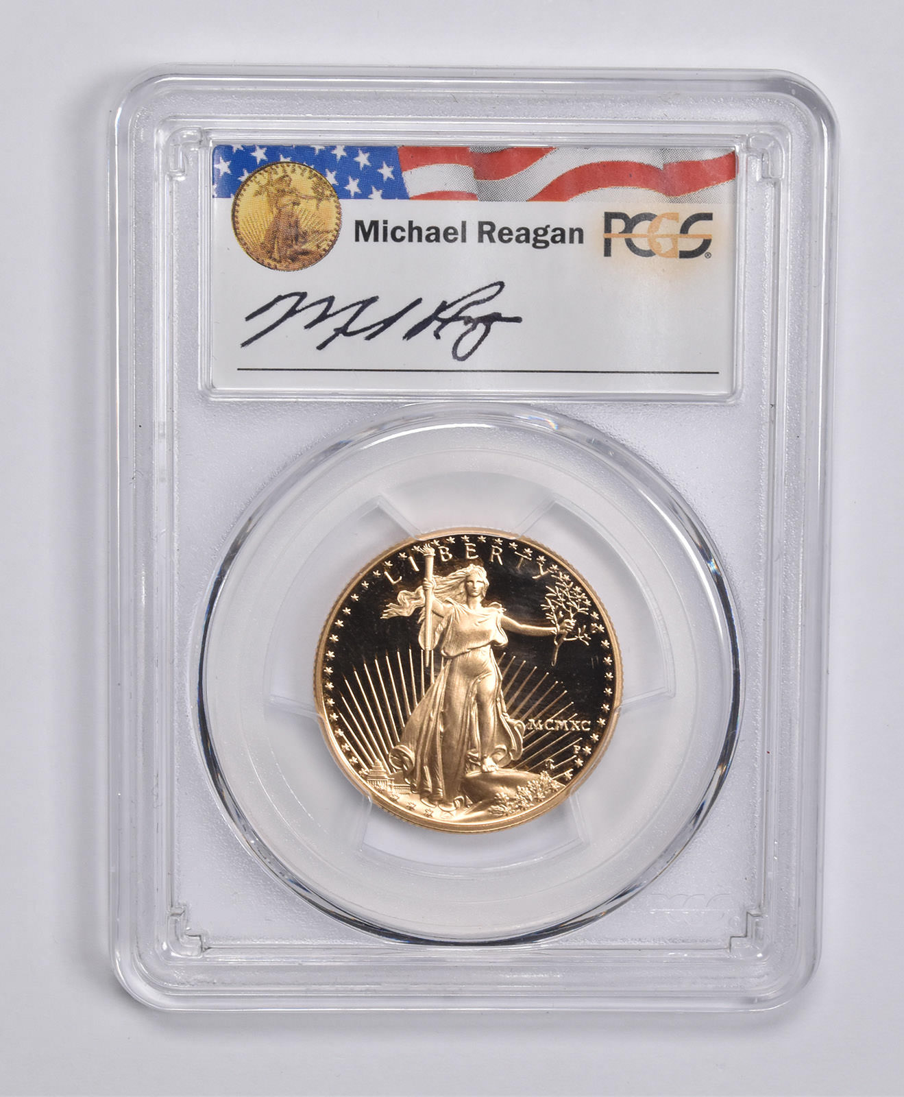 PR69 DCAM 1990-P $25 American Gold Eagle 1/2 Oz Gold Signed Reagan ...