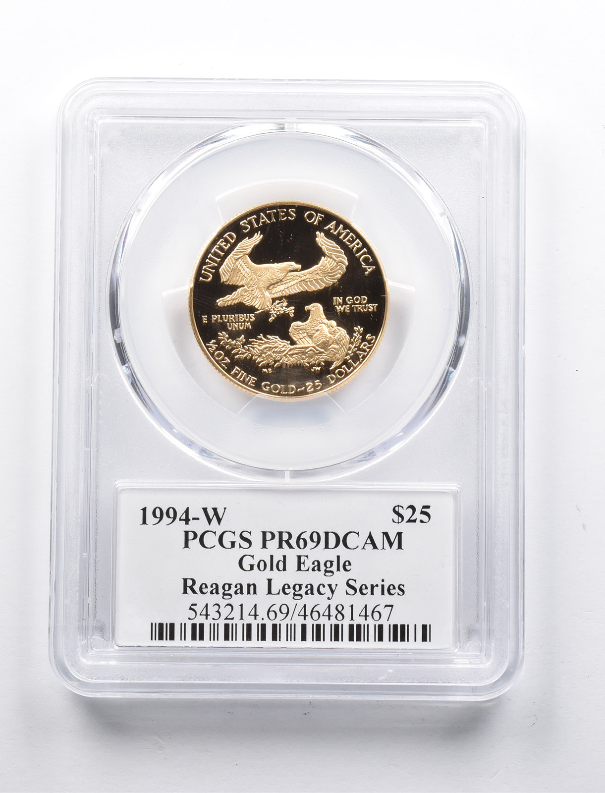 PR69 DCAM 1994-W $25 American Gold Eagle 1/2 Oz Gold Signed Reagan ...