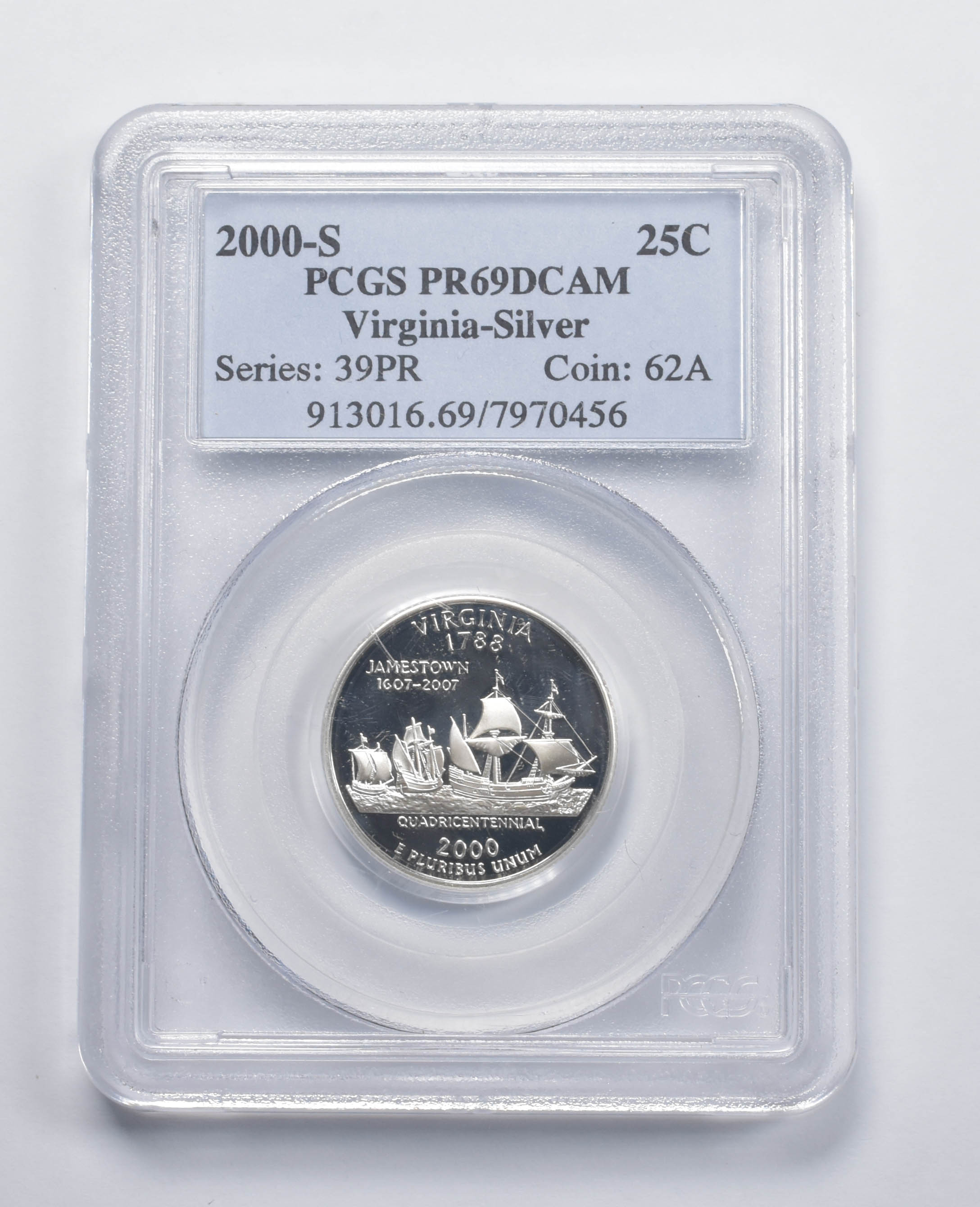 PR69 DCAM 2000-S Virginia State Silver Quarter - Graded PCGS | Property ...