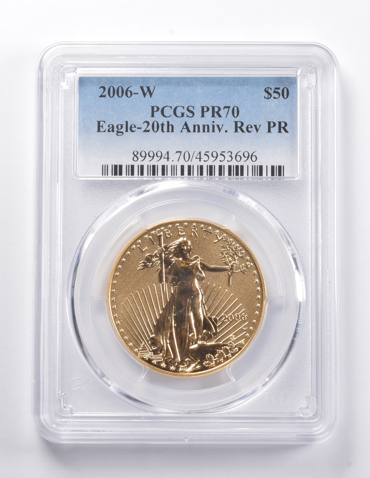 PR70 2006-W $50 American Gold Eagle 20th Anniversary REV PF 1 Oz Gold ...