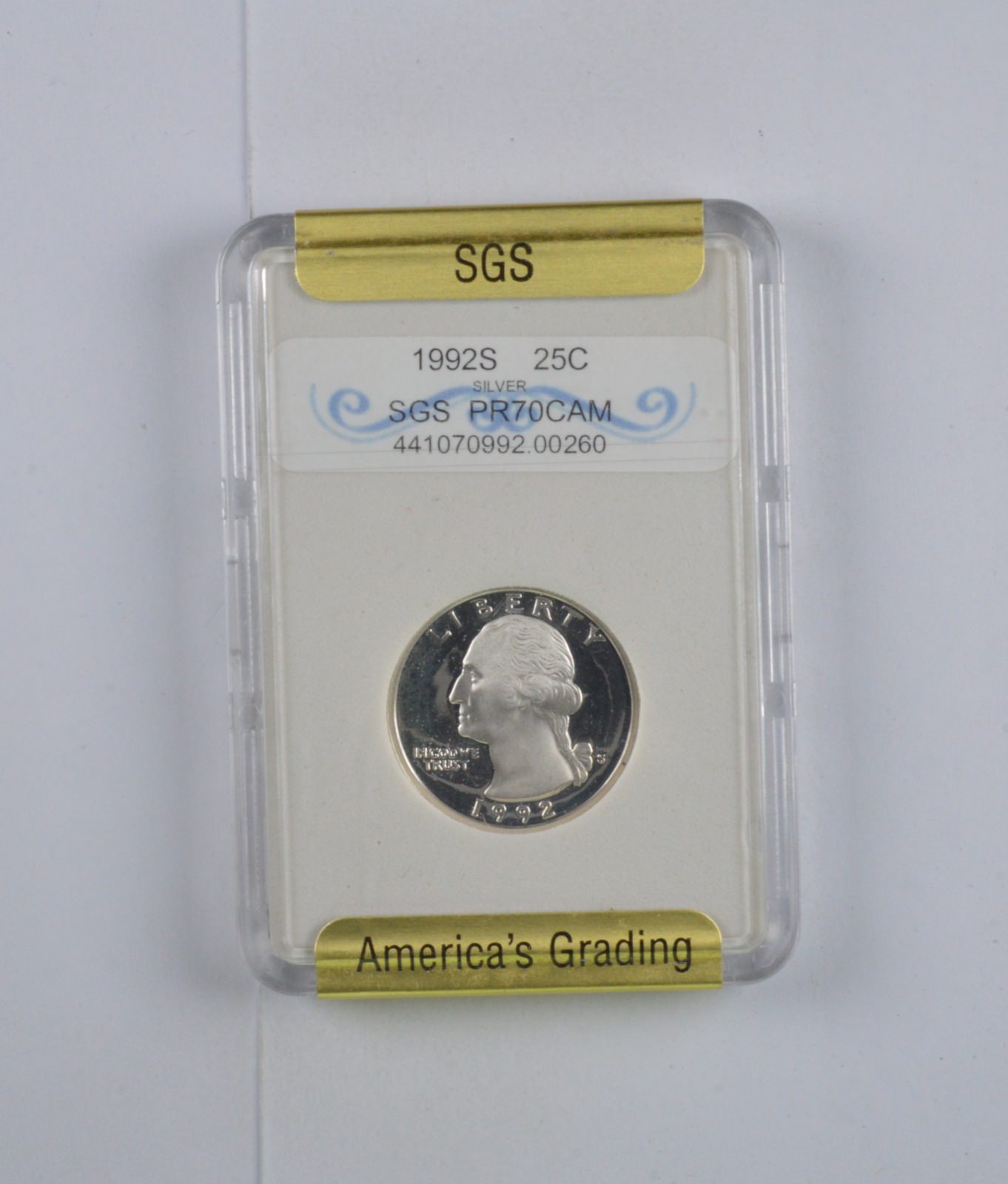 PR70 CAM 1992-S Washington Silver Quarter - Slabbed | Property Room