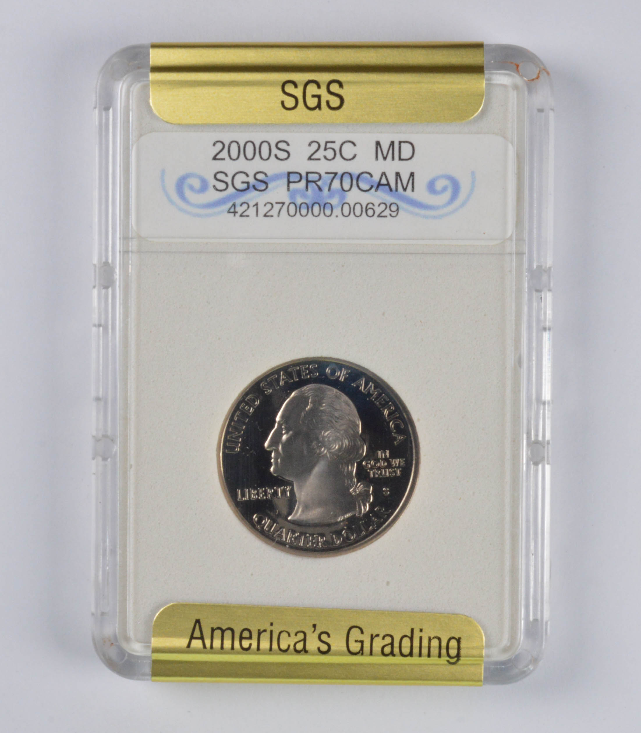 PR70 CAM 2000-S Maryland State Quarter - Slabbed | Property Room