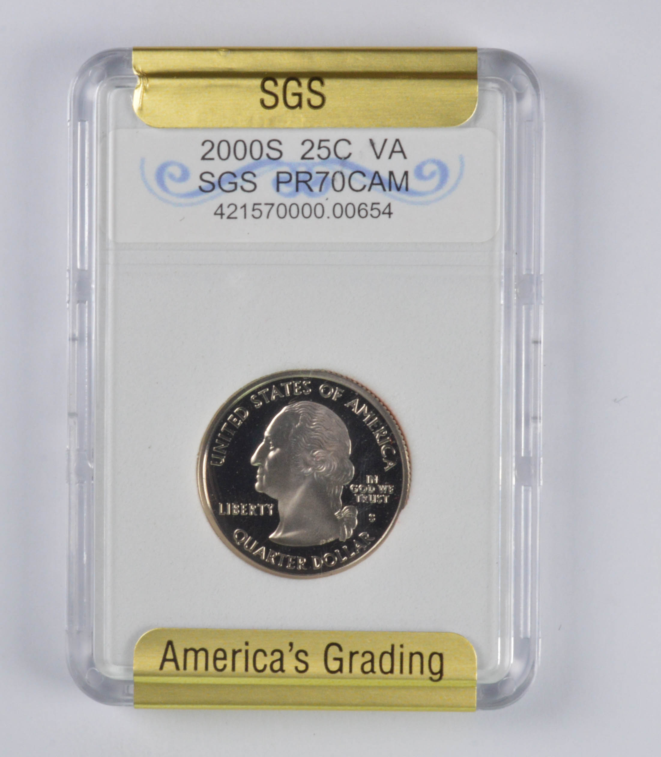 PR70 CAM 2000-S Virginia State Quarter - Slabbed | Property Room