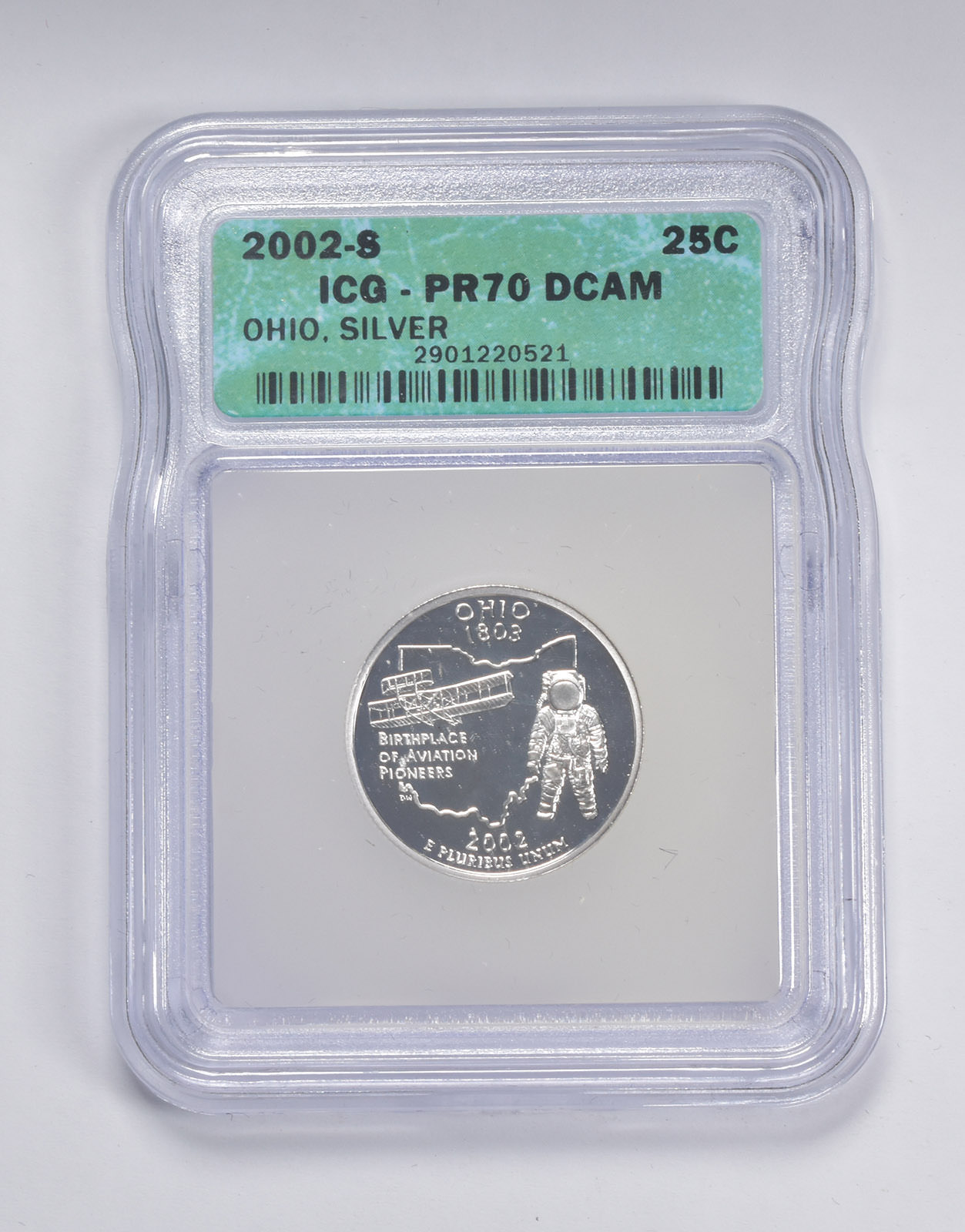 PR70 DCAM 2002-S Ohio State Silver Quarter - Graded ICG | Property Room