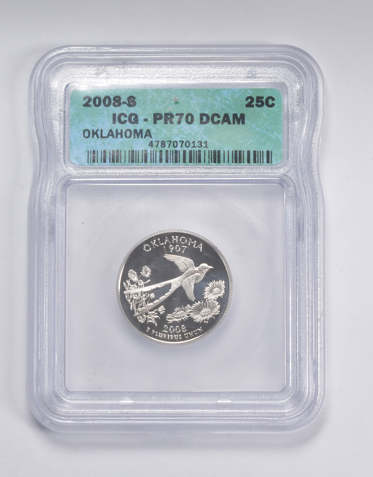 PR70 DCAM 2008-S Oklahoma State Quarter - Graded ICG | Property Room