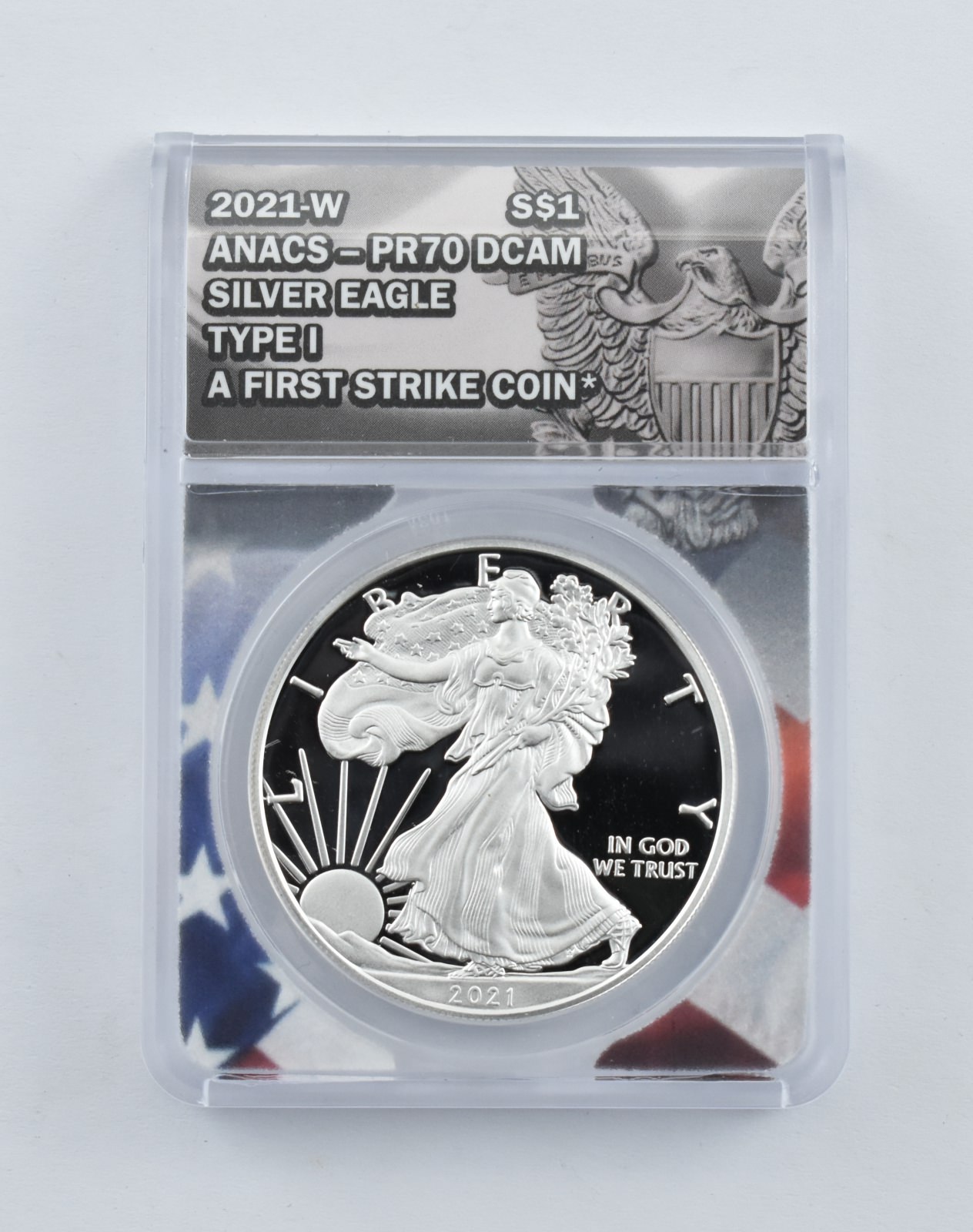 PR70 DCAM 2021-W American Silver Eagle Type 1 FS ANACS | Property Room