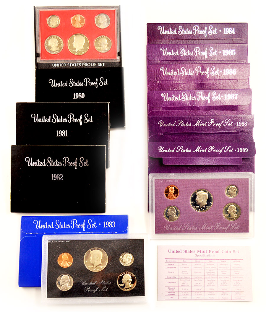 Proof Set Run 1980-1989 - Including 10 Complete Sets | Property Room