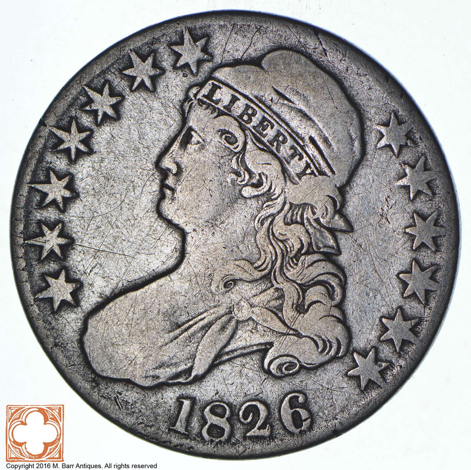 Rare - 1826 Capped BUST Half Dollar - Great Detail - United States Type ...