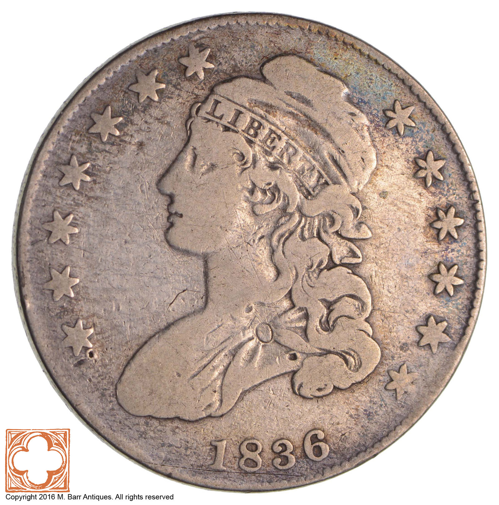 Rare - 1836 BUST Half Dollar - Great Detail - United States Type Coin ...