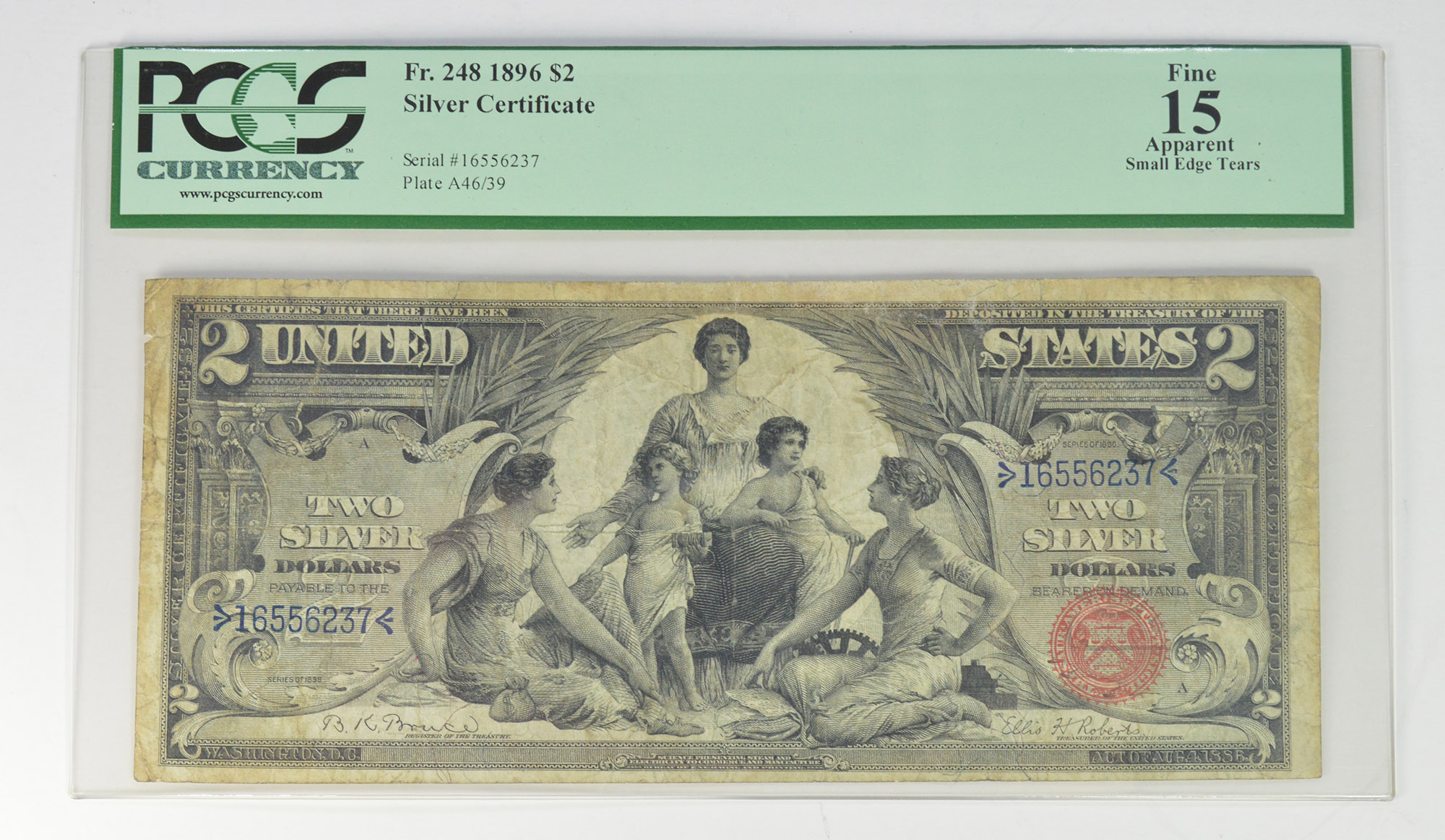 Rare 1893 Educational Silver Certificate PCGS Fine 15 Large Size US ...