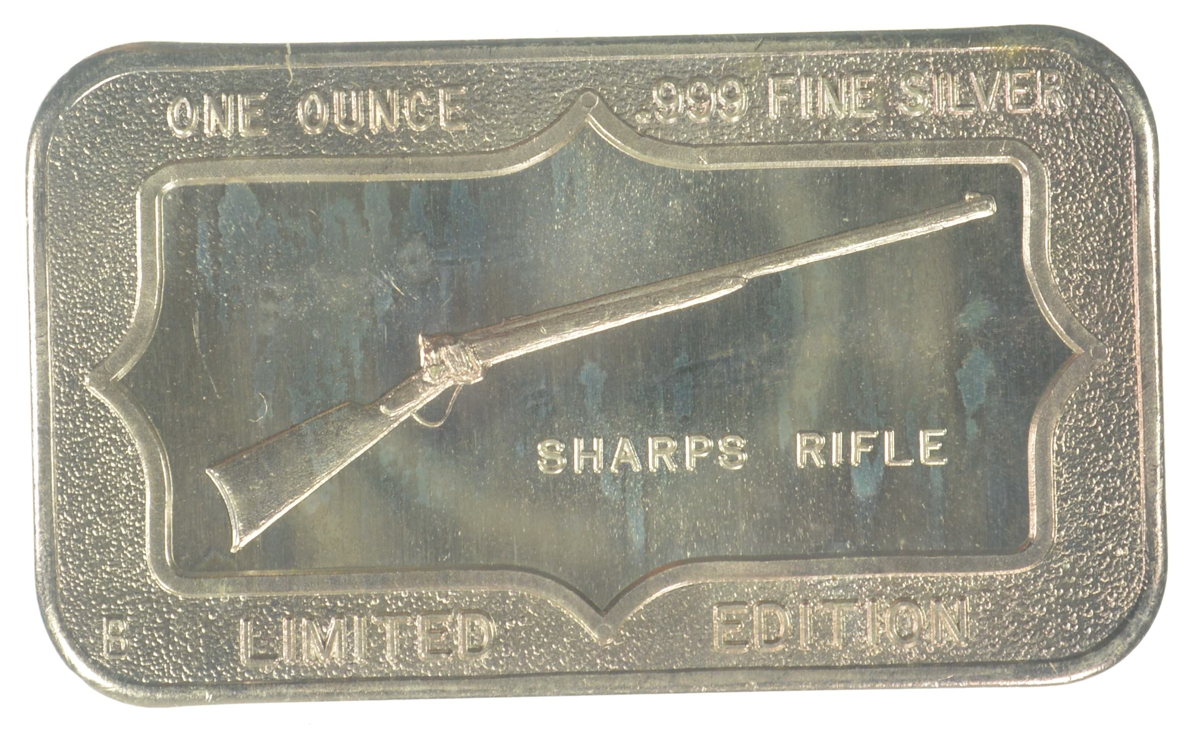 Rare 1970's Limited - 1 Oz Silver Sharps Rifle Bar - .999 Fine Silver ...
