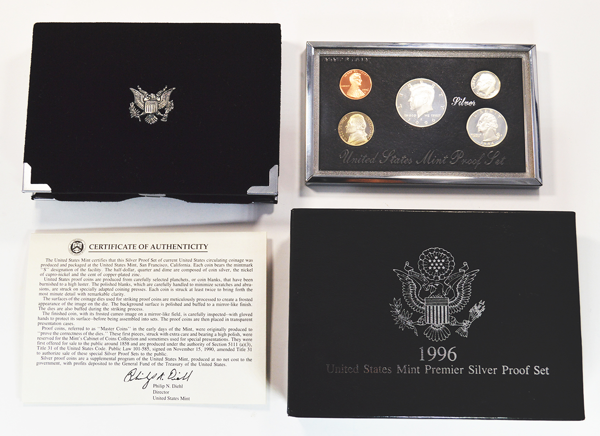 Rare 1996 U.S. Premier Silver Proof Set In Mint Packaging With COA ...