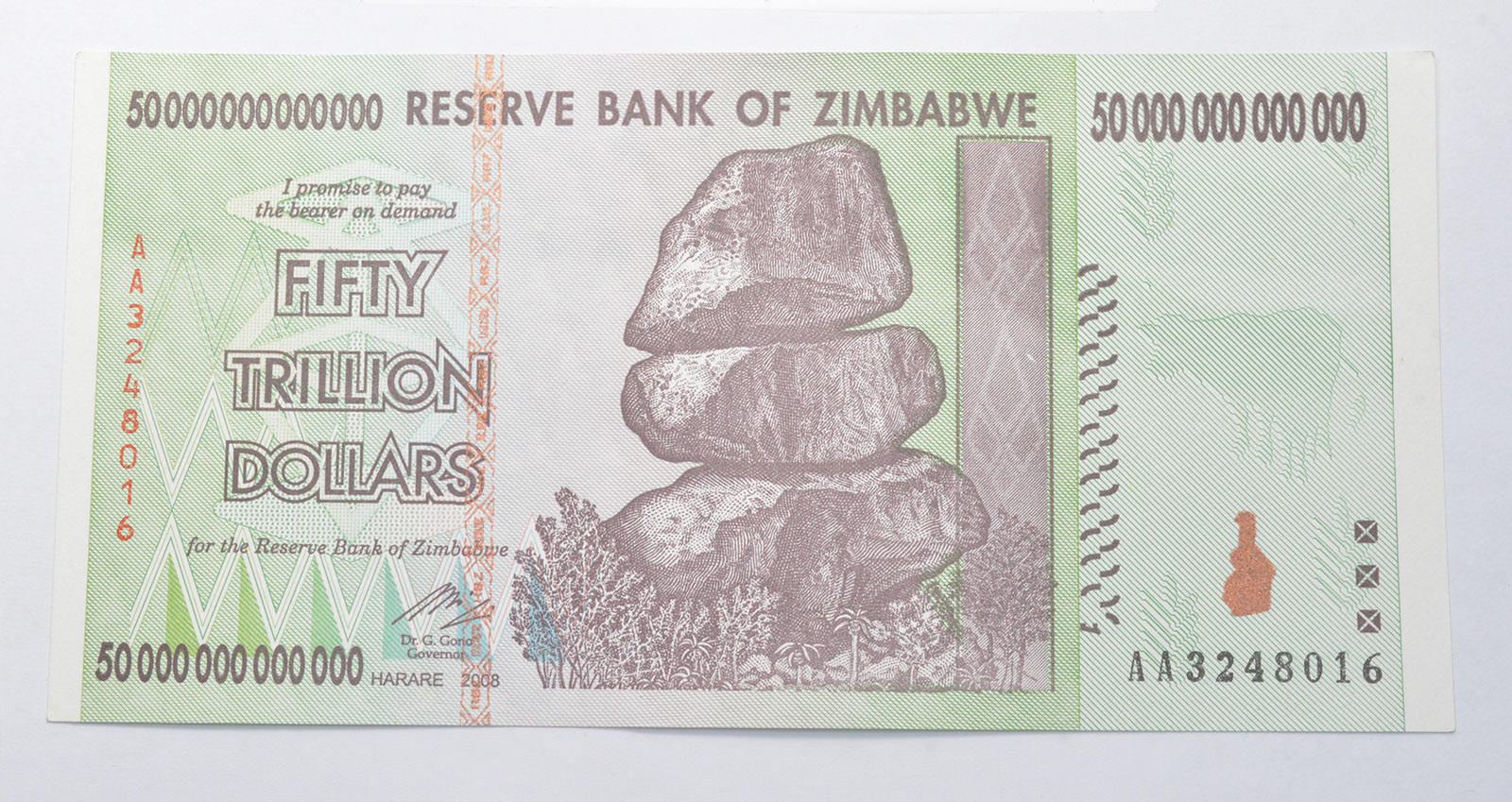 RARE 2008 50 TRILLION Dollar - Zimbabwe - Uncirculated Note - 100 ...