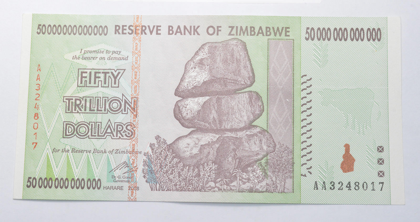 RARE 2008 50 TRILLION Dollar - Zimbabwe - Uncirculated Note - 100 ...