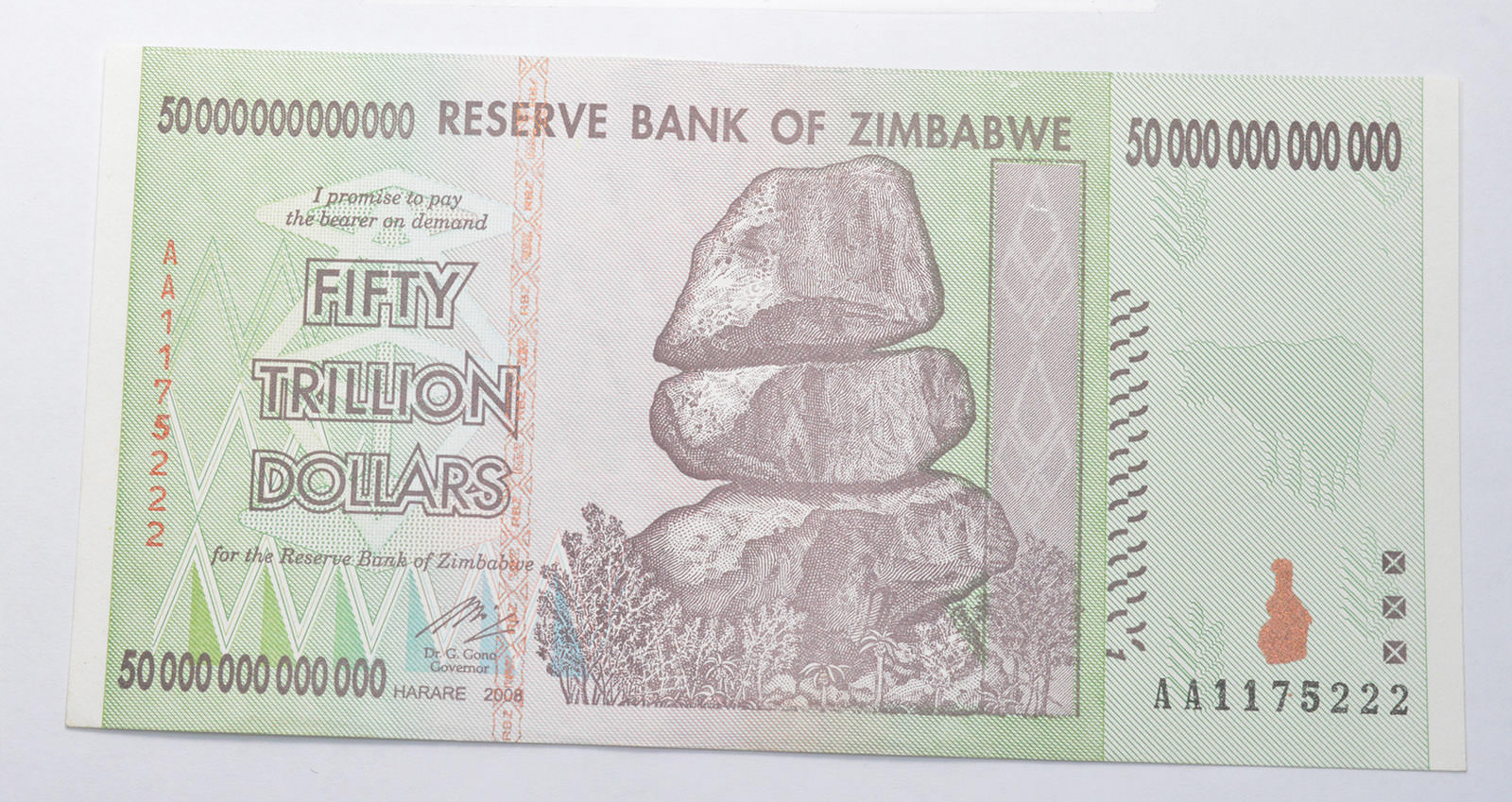 RARE 2008 50 TRILLION Dollar - Zimbabwe - Uncirculated Note - 100 ...