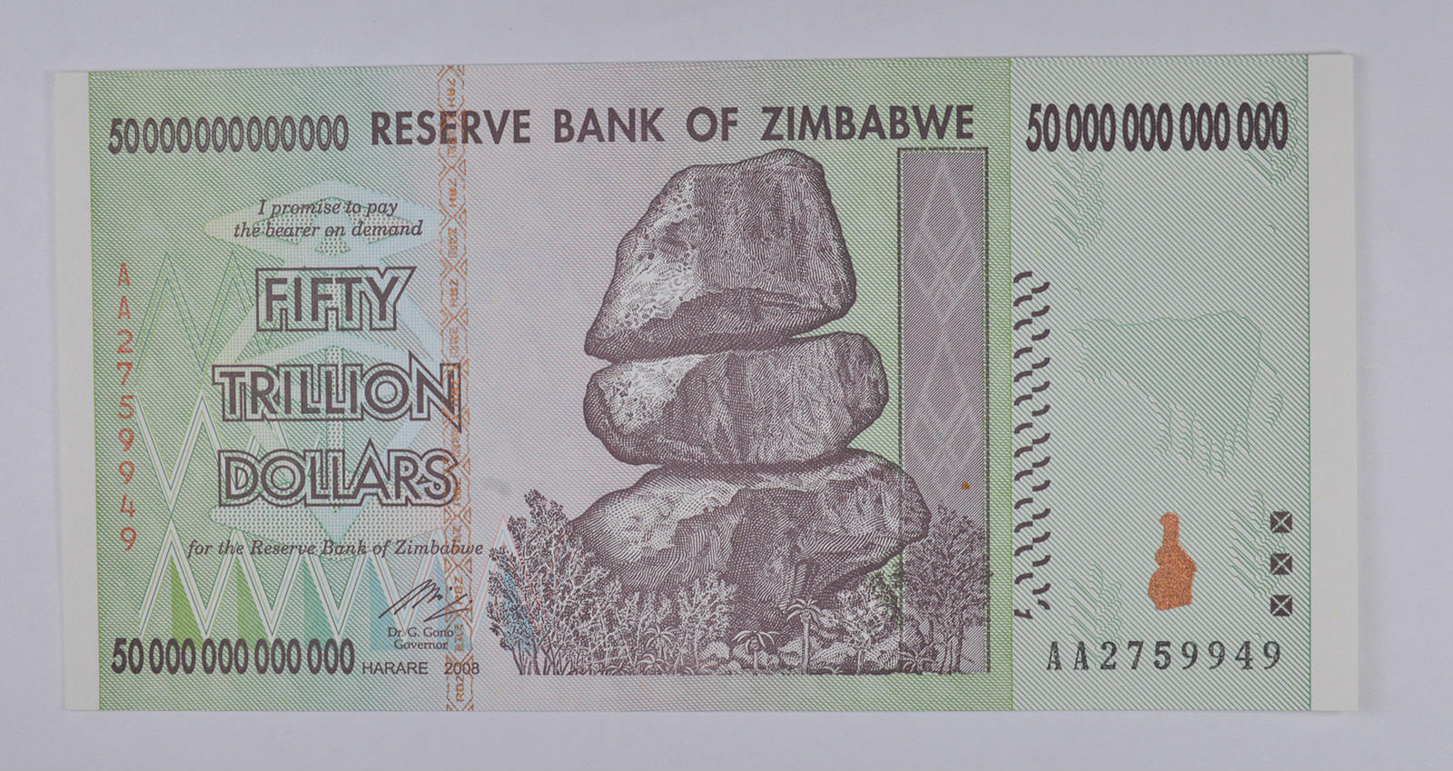 RARE - 50 TRILLION Dollar - Zimbabwae - Crisp Uncirculated Note - Hyper ...