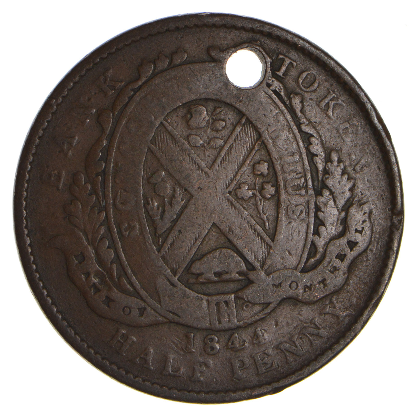 RARE Canadian Bank Token 1844 - Early Copper Coin | Property Room