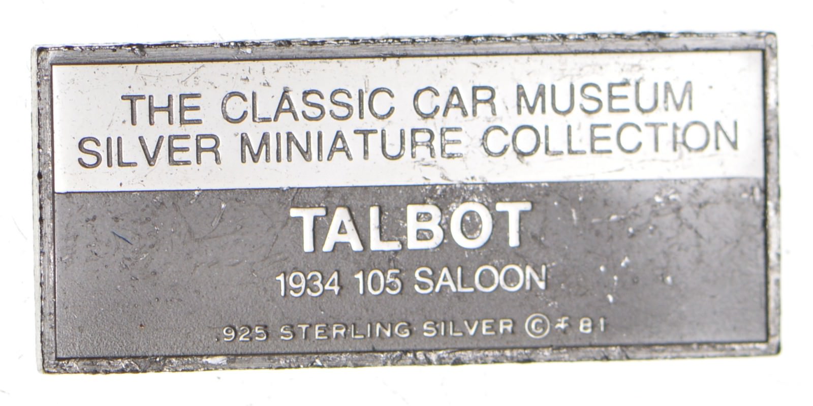 RARE Classic Car Museum Series .925 Sterling Silver - Bar Limited ...